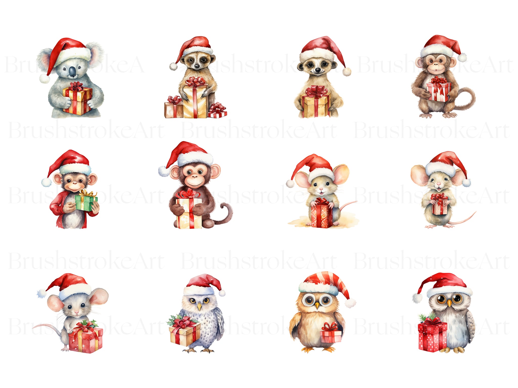 Christmas Animals Clipart, Watercolor Christmas Animals PNG – Clipartset