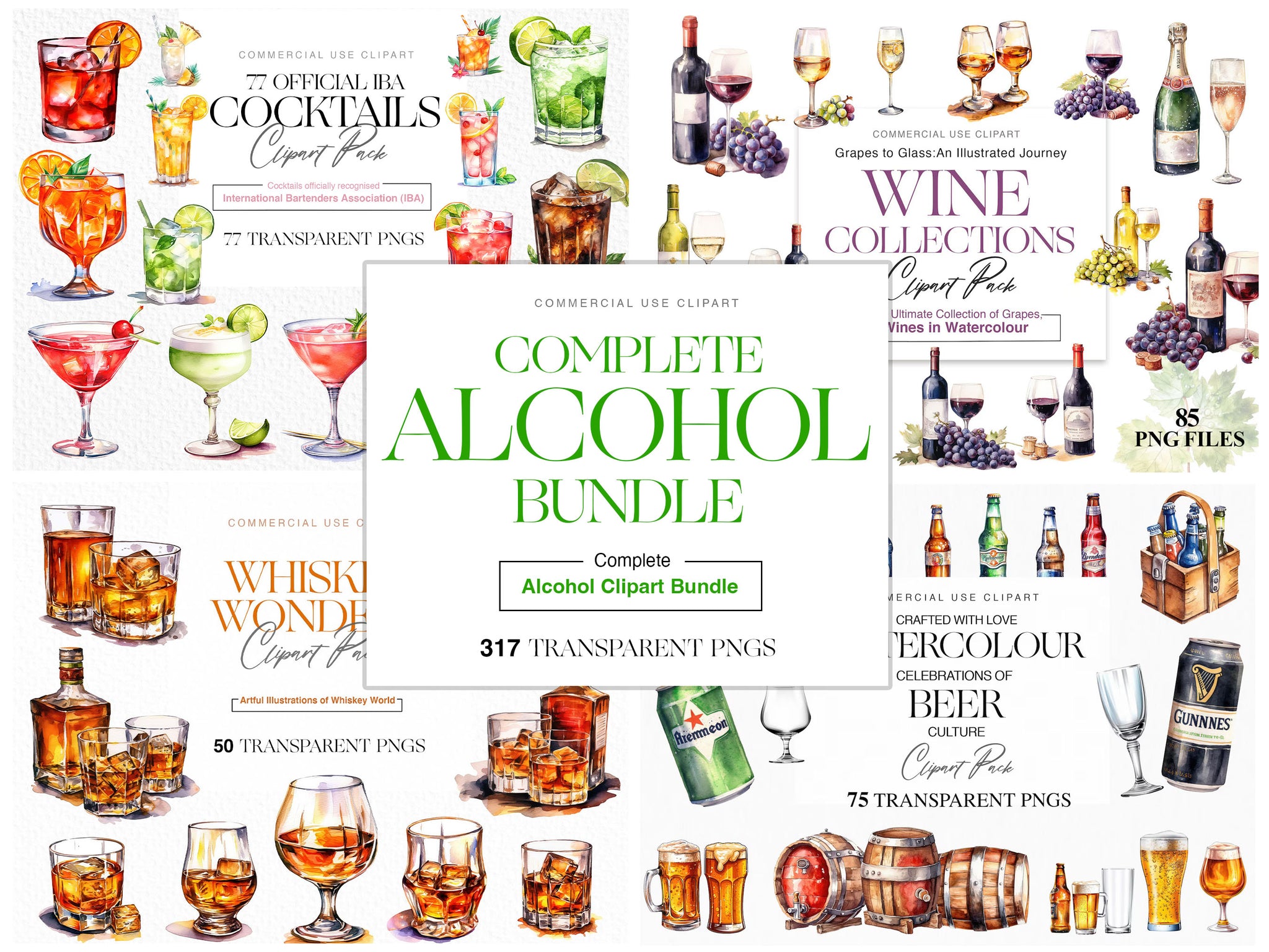 Alcohol Drinks Clipart, IBA Official Cocktail, Shots, Whiskey – Clipartset