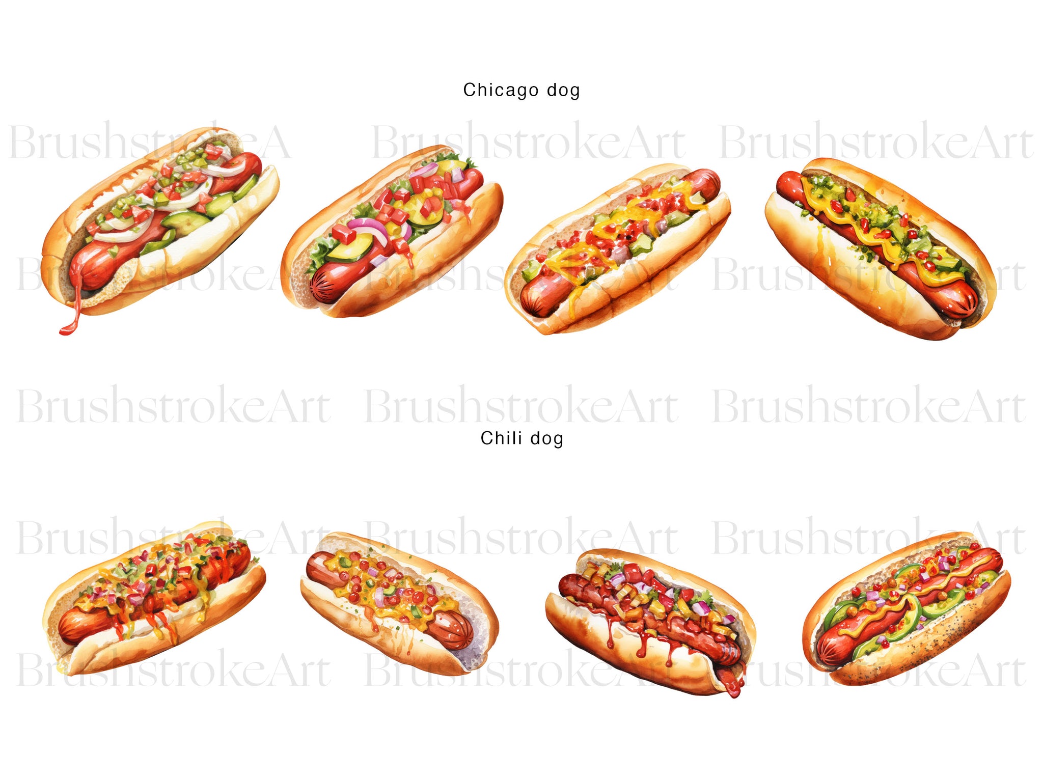 Watercolor Hotdog Clipart, Food, American Hotdog, Fast Food – Clipartset