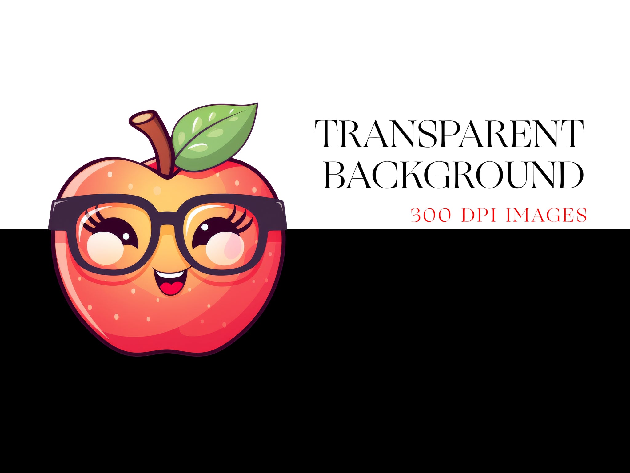 Cute Apple Clipart, Red Apple Fruit, Happy Fruit, Apple PNG – Clipartset