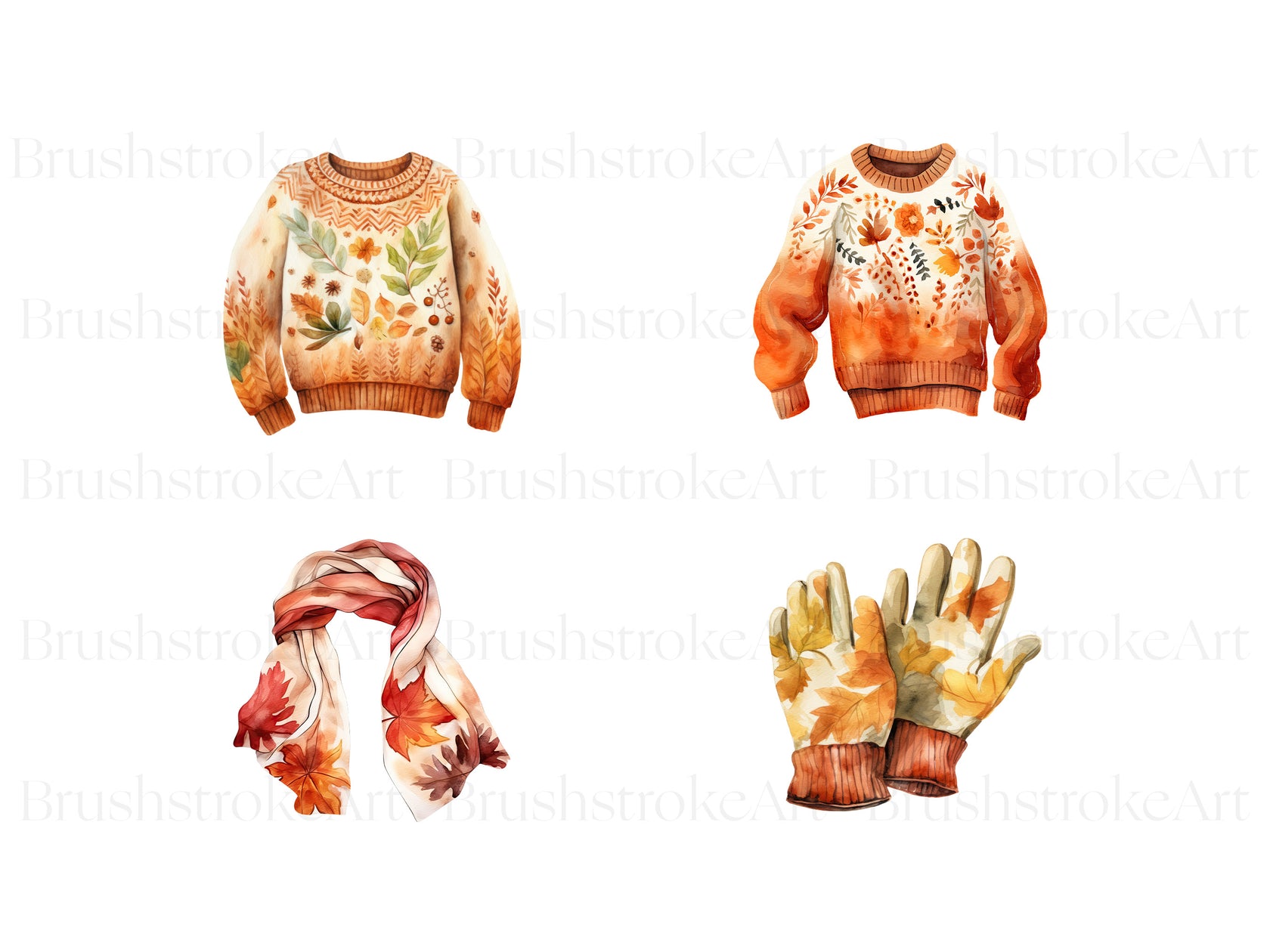 Watercolor Autumn Clipart, Fall Leaves, Pumpkin, Autumn PNG – Clipartset