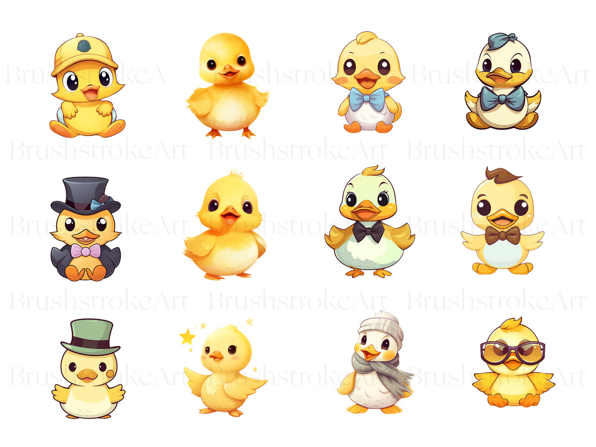 Cute Ducks Clipart, Duck Baby Shower, Watercolor Duck PNG – Clipartset