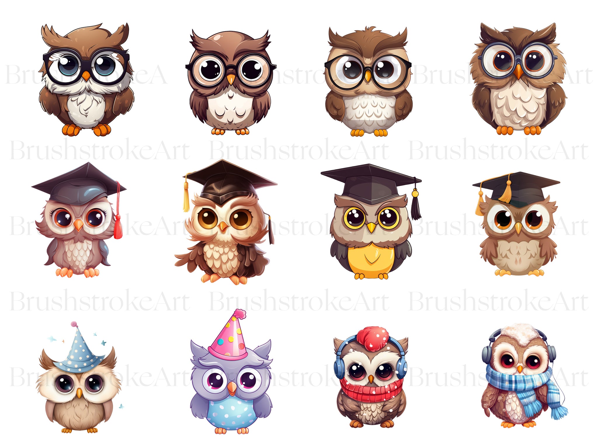 Cute Owl Clipart, Pink Owl, Watercolor Owl Nursery, Owl PNG – Clipartset