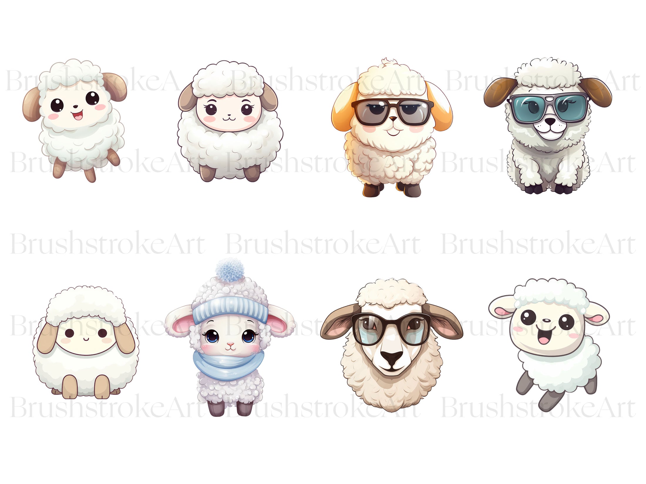 Cute Sheep Clipart, Baby Sheep, Fluffy Sheep, Cute Lamb PNG – Clipartset