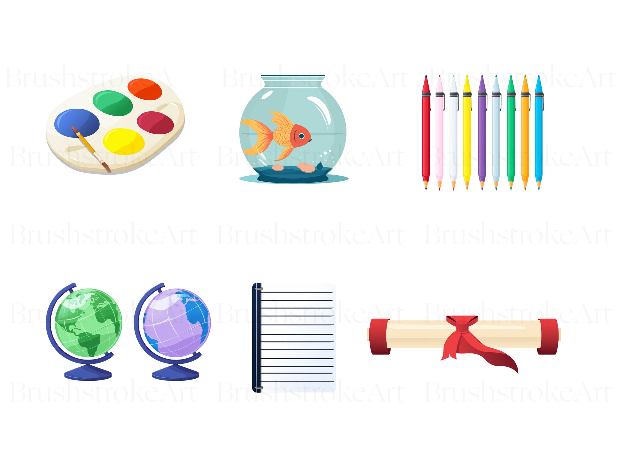 Watercolor School Clipart, Backpack PNG, School Bus, Book – Clipartset