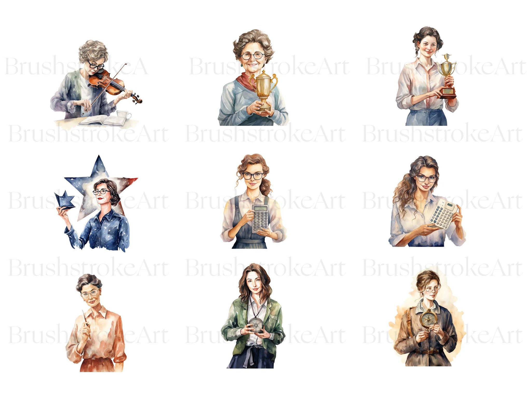 Watercolor Teacher Clipart, Study Clipart, Teachers Day PNG – Clipartset