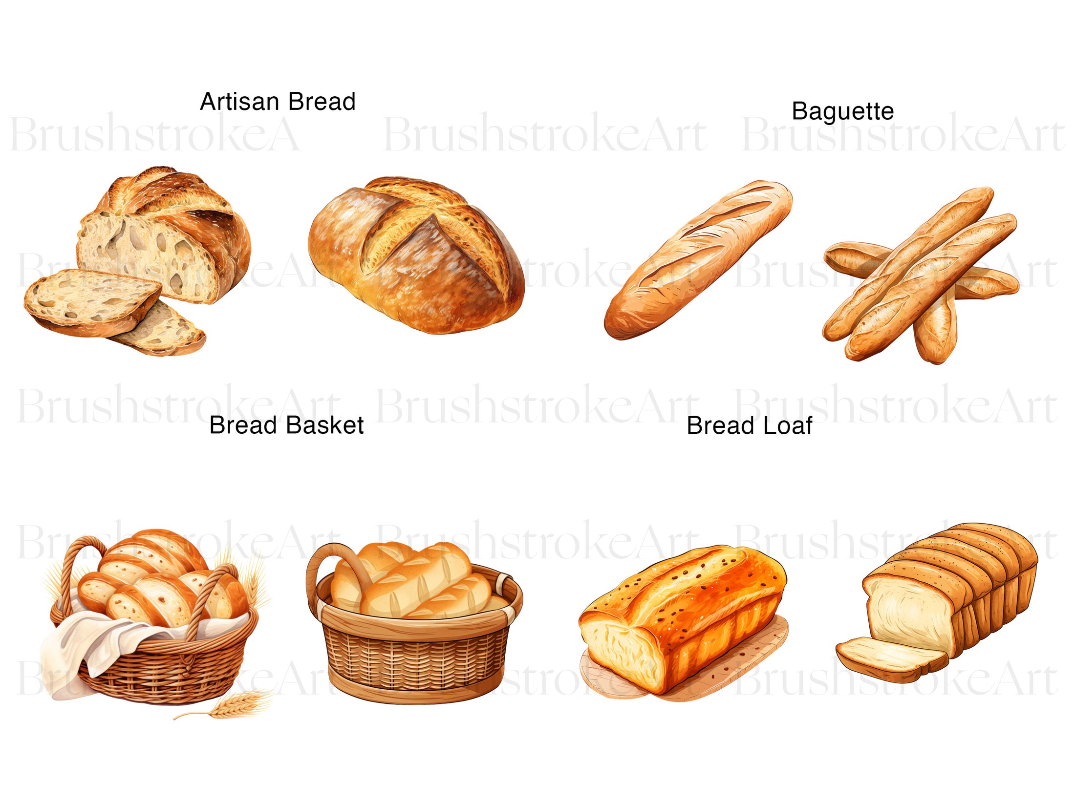 Bread Illustration Clipart, Bread Loaf PNG, Sliced Bread – Clipartset