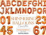 Foil Balloon Clipart, Gold Balloon Alphabet, Foil Numbers, Birthday Pa ...