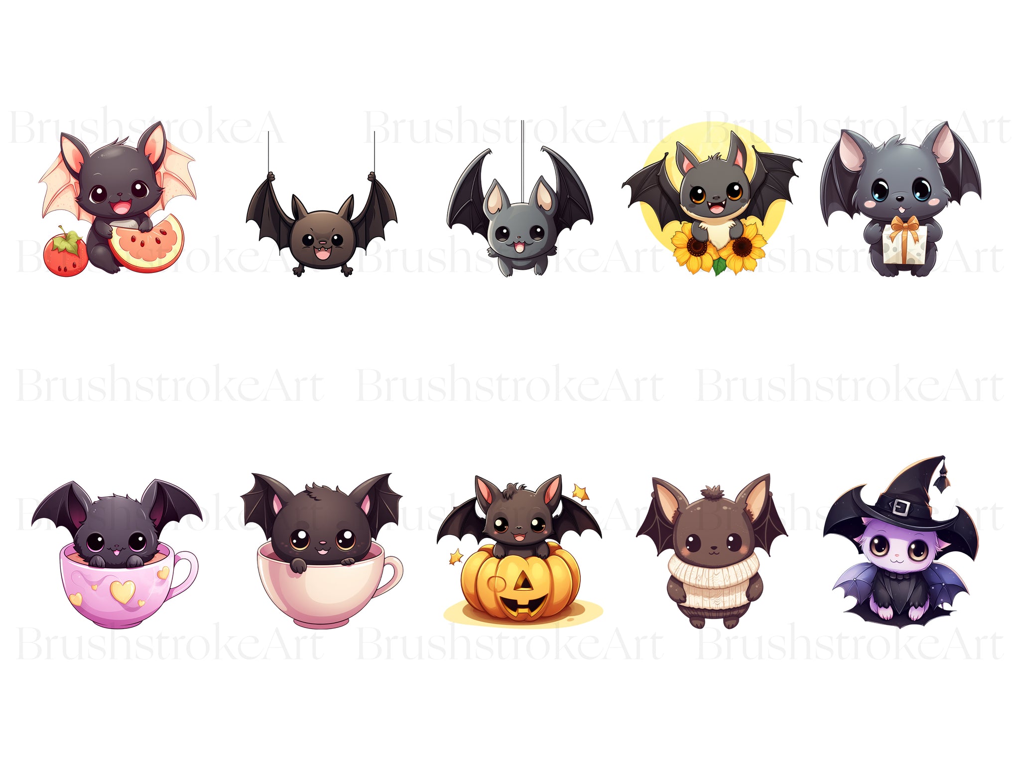 Kawaii Bat Clipart, Baby Bat, Cute Halloween, Bat Clipart – Clipartset