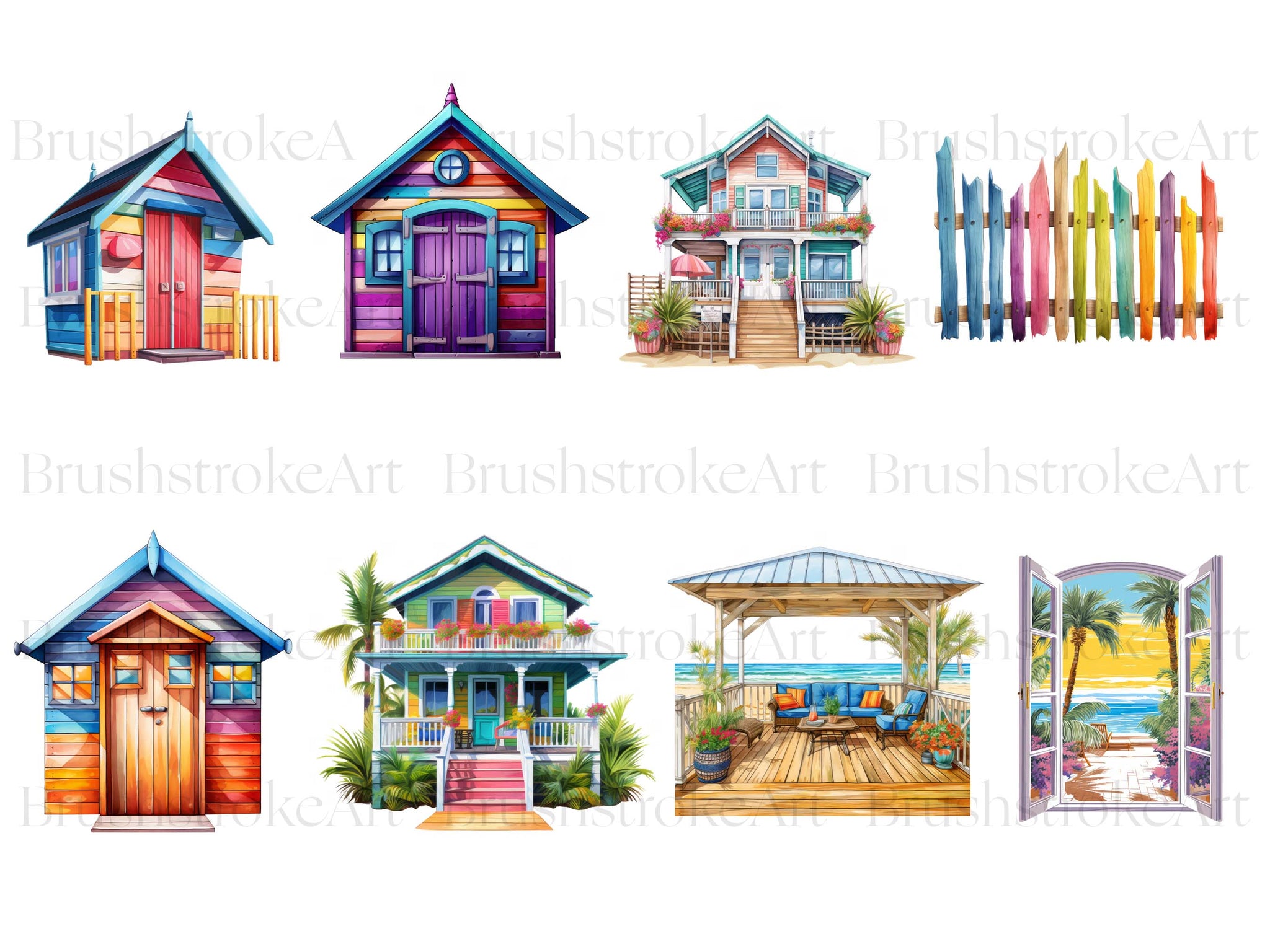 Beach House Clipart, Seaside Cottage, Summer Beach Clipart – Clipartset