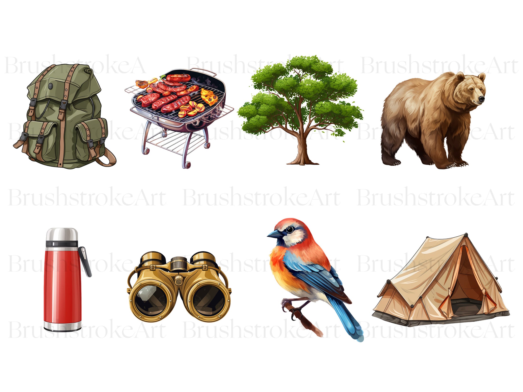 Camping Clipart, Campfire PNG, Camping Adventure, Wall Art – Clipartset