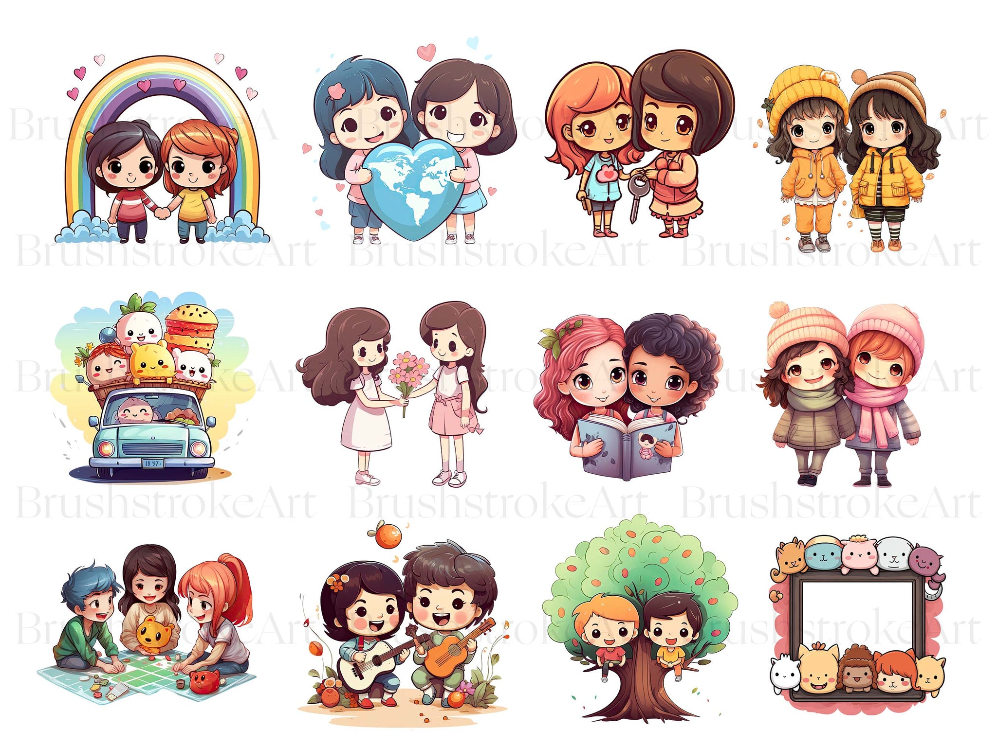 Watercolor Friendship Clipart, Best Friends, BFF, Friendship Day ...
