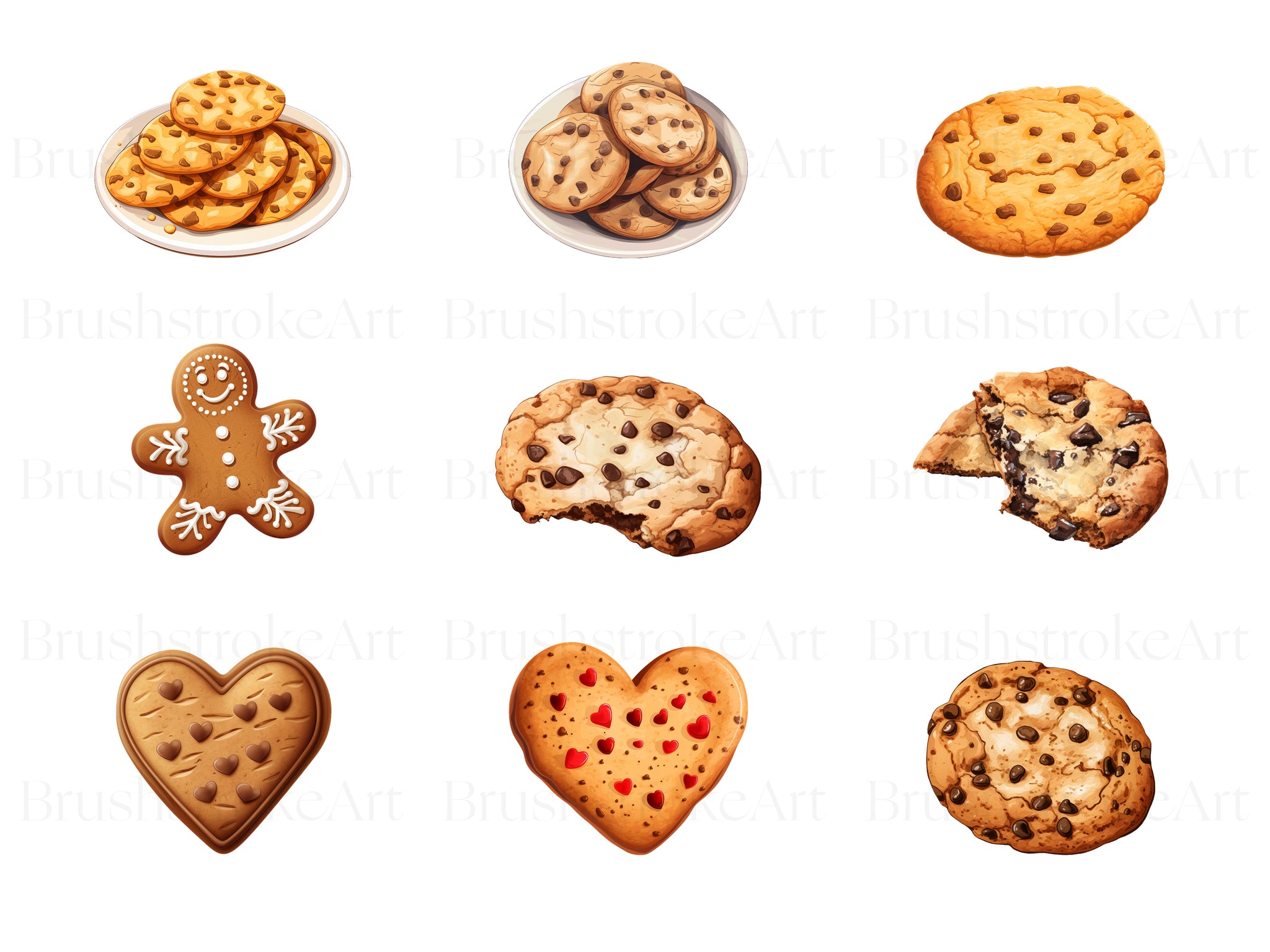 Watercolor Cookie Clipart, Choco Chip Cookie, Yummy Cookies – Clipartset