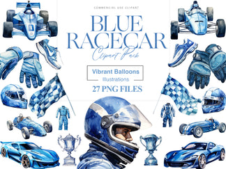 Blue Racing Car Clipart, Vintage Car, Racer PNG, Sports Car – Clipartset