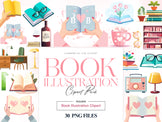 Book Illustration Clipart, Library, Cozy Reading Stickers – Clipartset