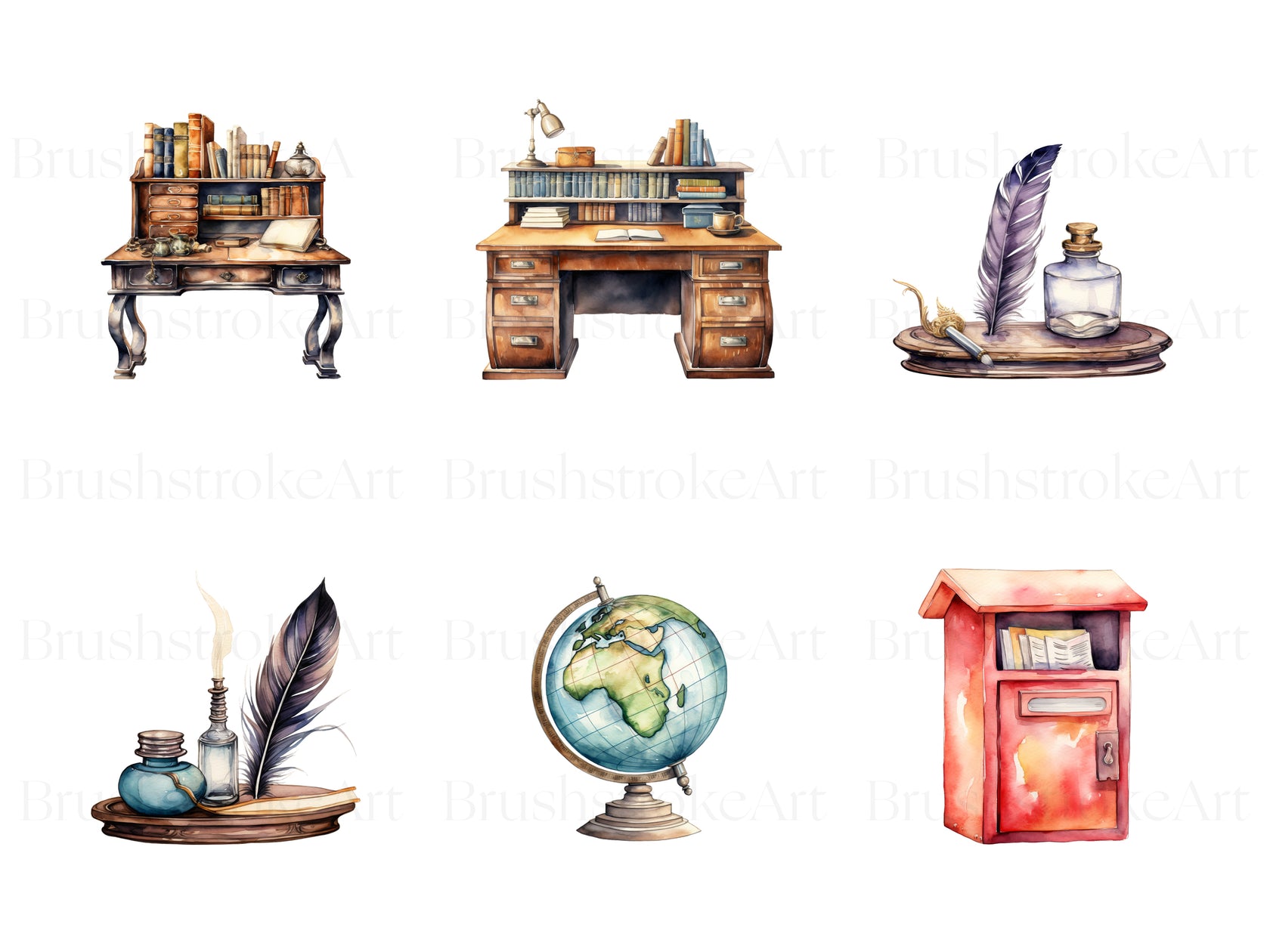 Watercolor Library Clipart, Cozy Book Reading, Library Book – Clipartset