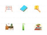 Book Illustration Clipart, Library, Cozy Reading Stickers – Clipartset