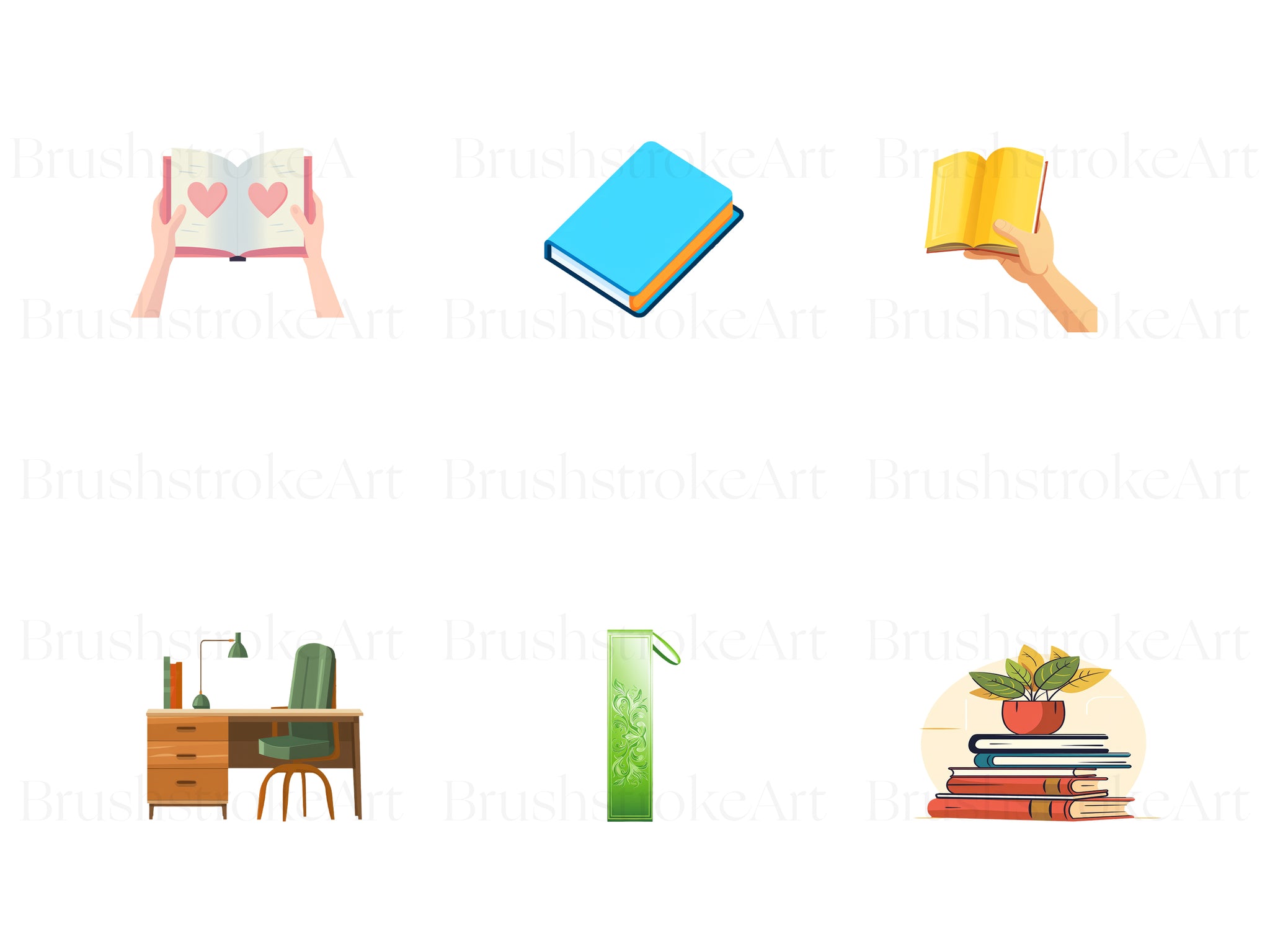 Book Illustration Clipart, Library, Cozy Reading Stickers – Clipartset