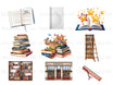Watercolor Reading Clipart, Bookshelf PNG, Reading Books – Clipartset