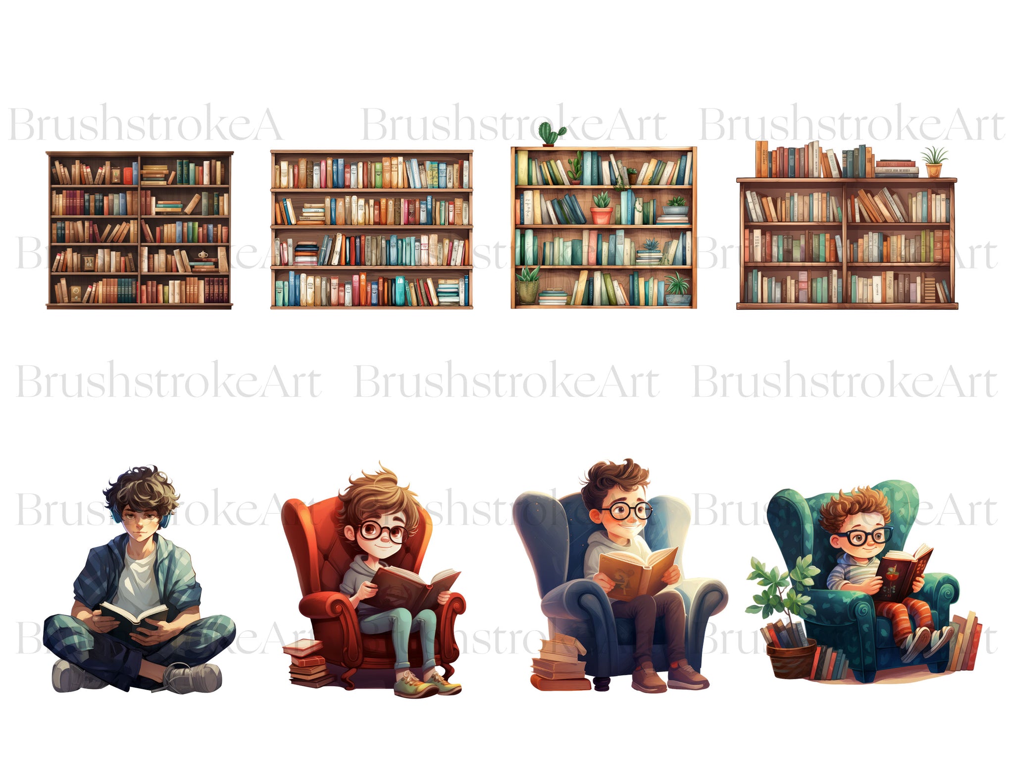 Bookworm Clipart, Book Lover Girl, Reading Clipart, Books – Clipartset
