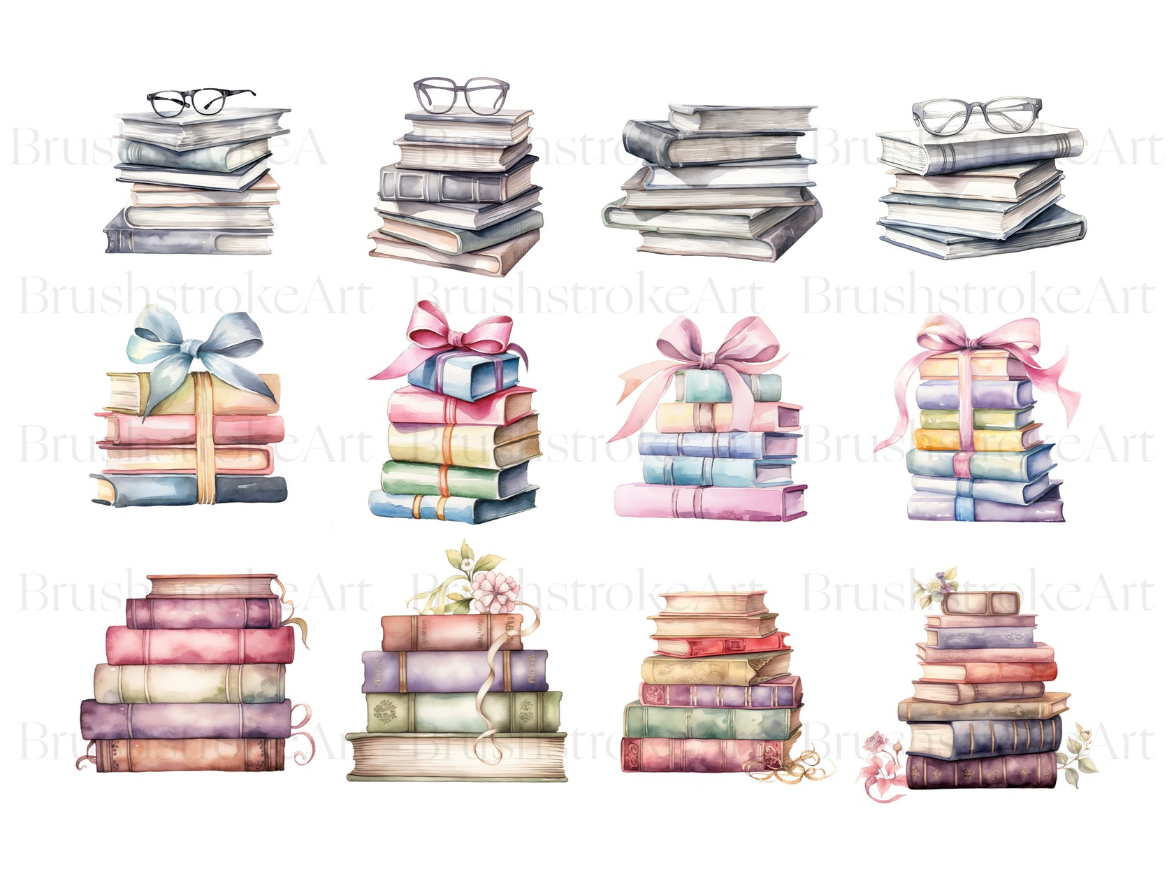 Stack of Books Clipart, Floral Books, Cottage core Clipart – Clipartset