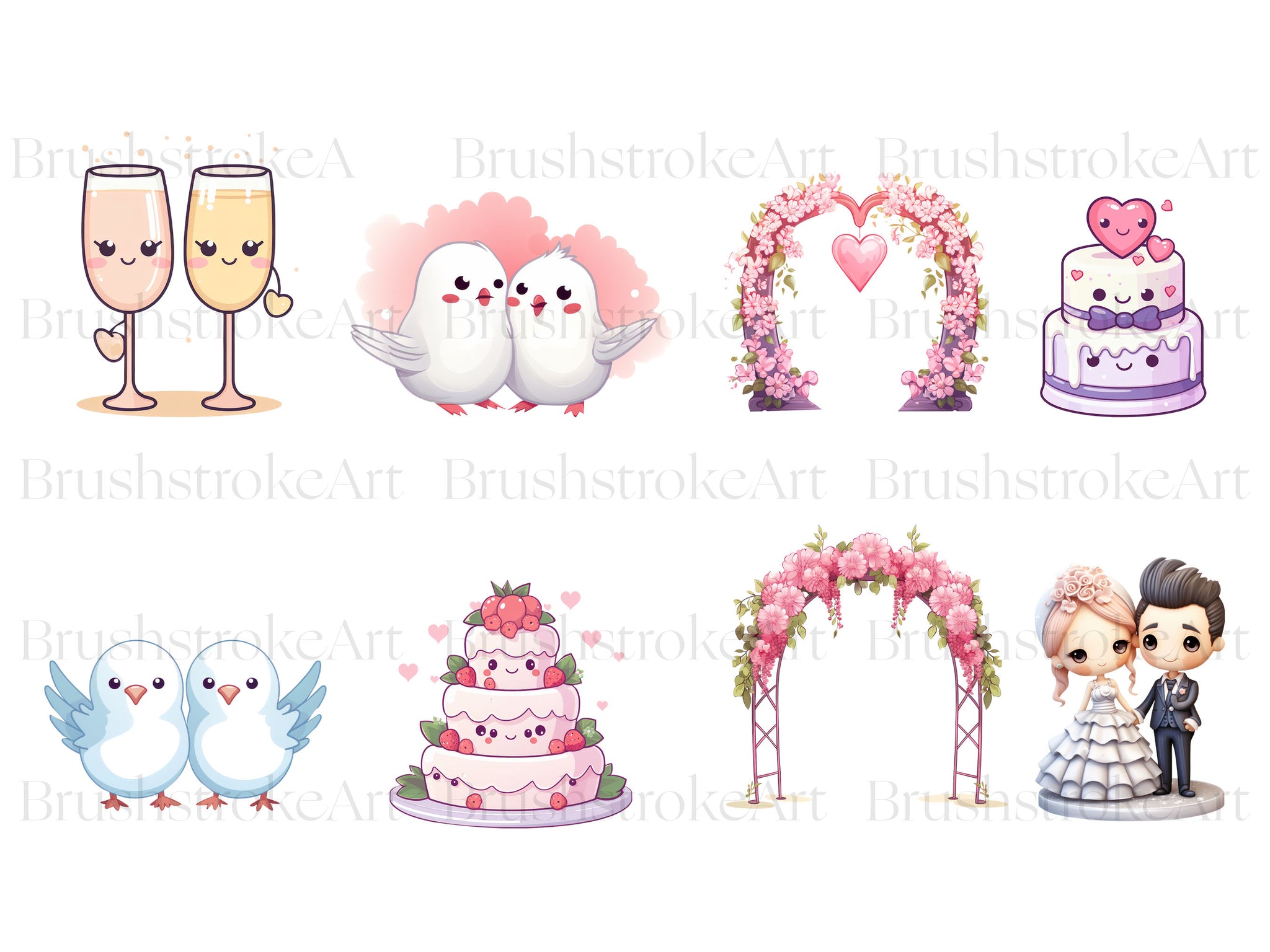 Cute Wedding Clipart, Wedding Couple, Bride Groom Clipart – Clipartset