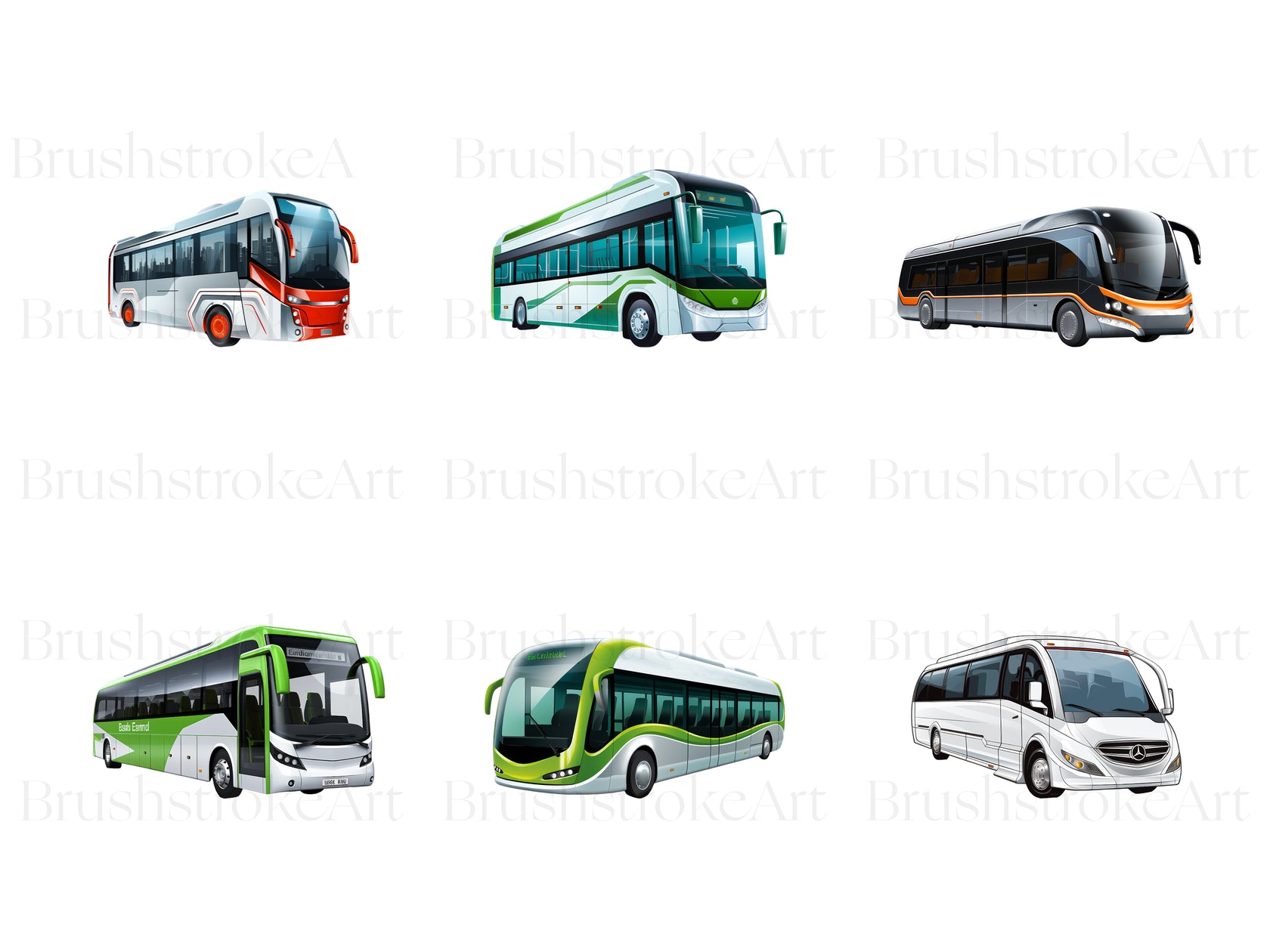 Bus Illustration Clipart, Public Bus, School Bus, Mini Bus – Clipartset