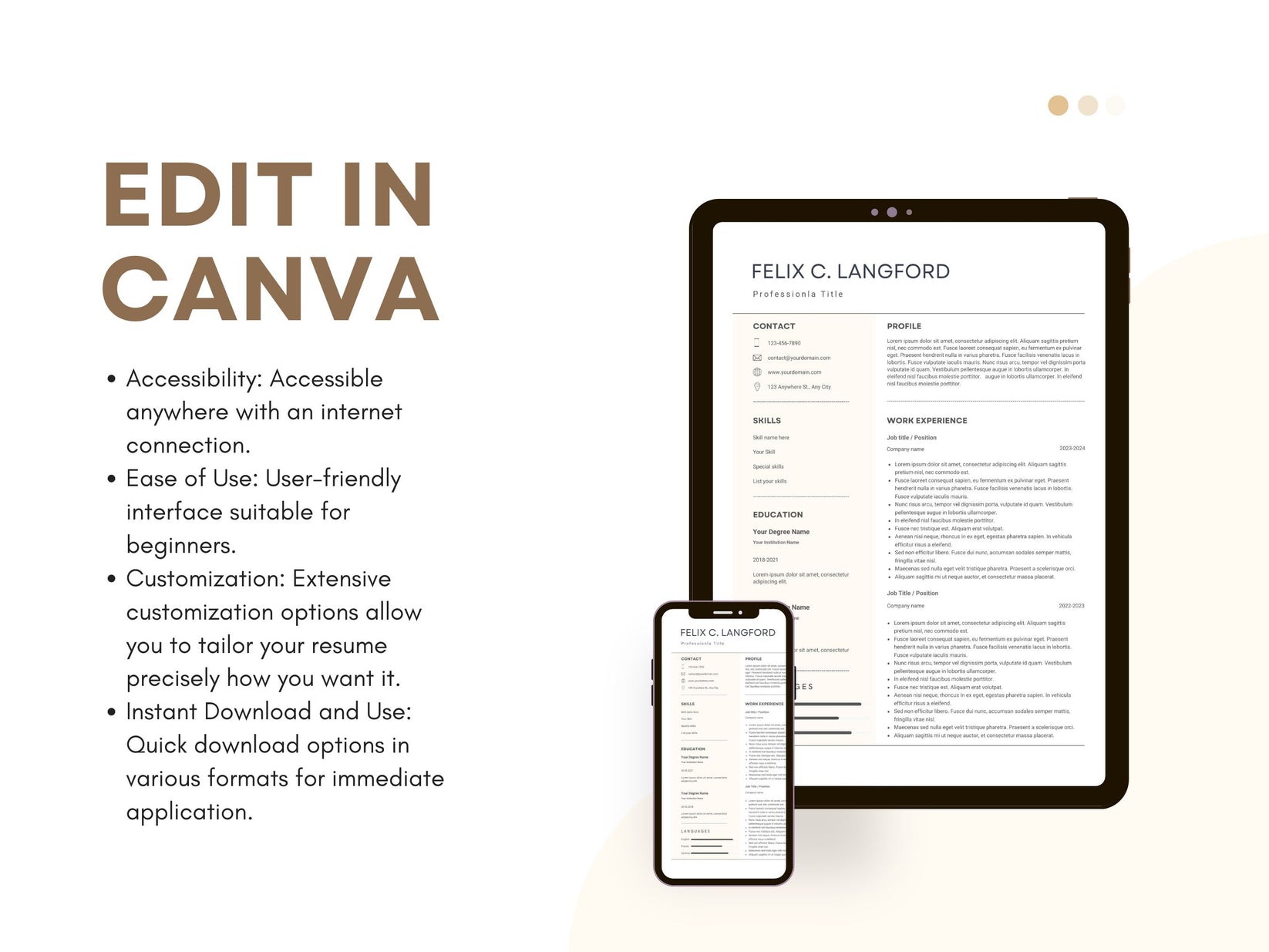 Canva Resume Template, CV Format, Student Resume, Biodata – Clipartset