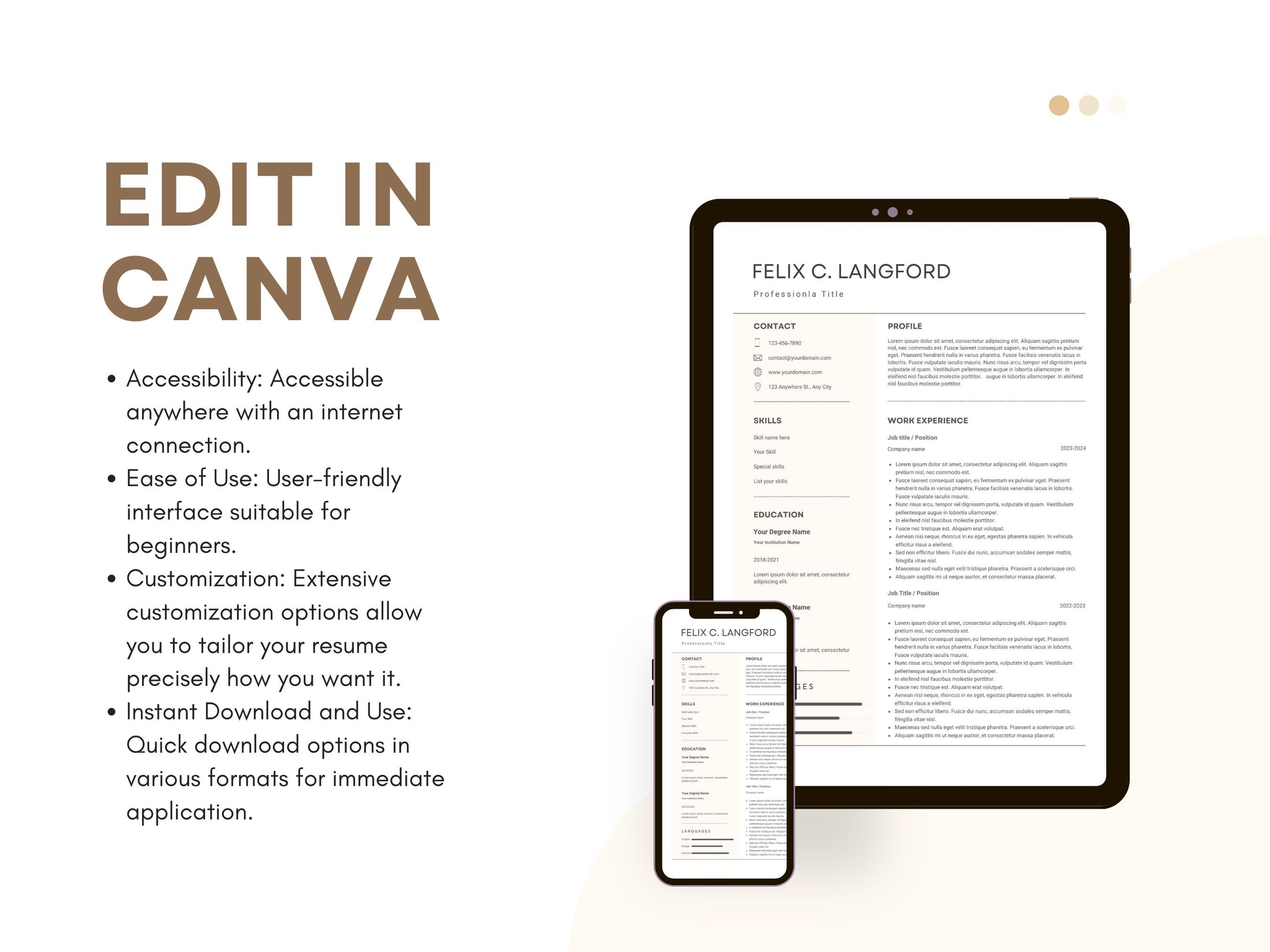 Canva Resume Template, CV Format, Student Resume, Biodata – Clipartset