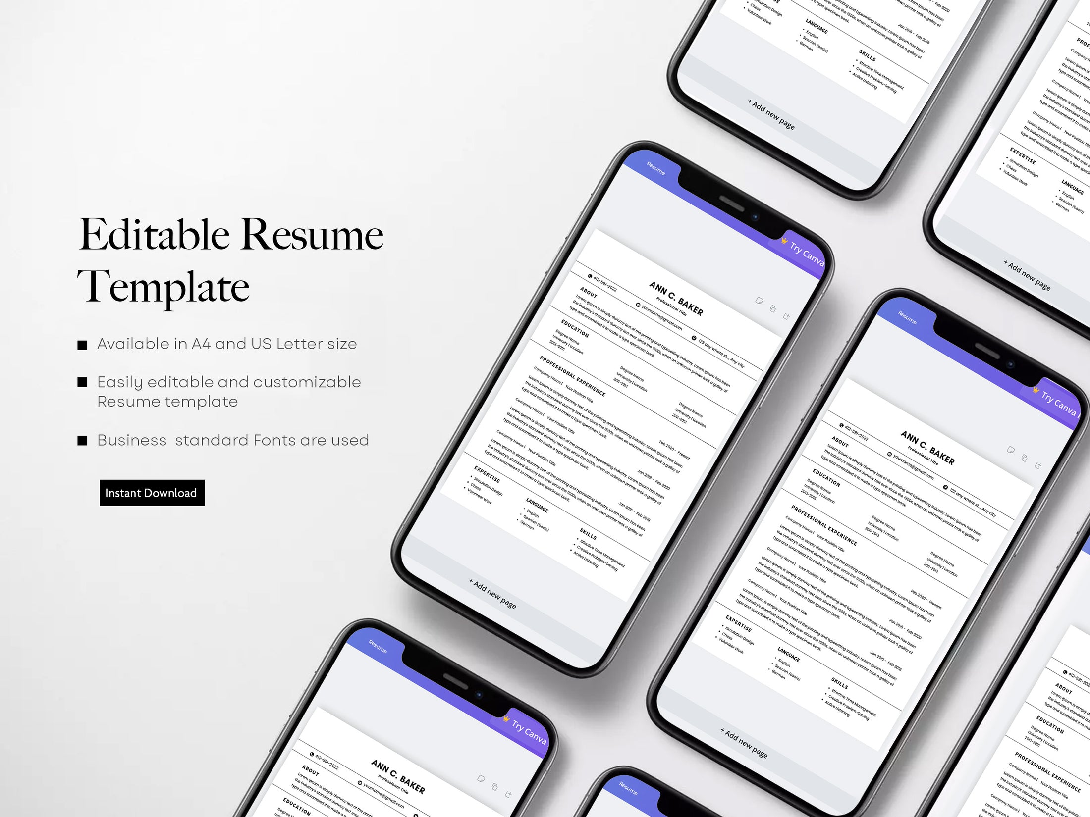 Minimalist Resume Template, Biodata Format, Canva Resume Templates, Pr ...