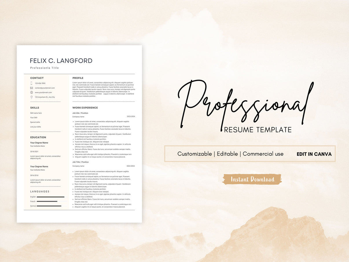 Canva Resume Template, CV Format, Student Resume, Biodata – Clipartset