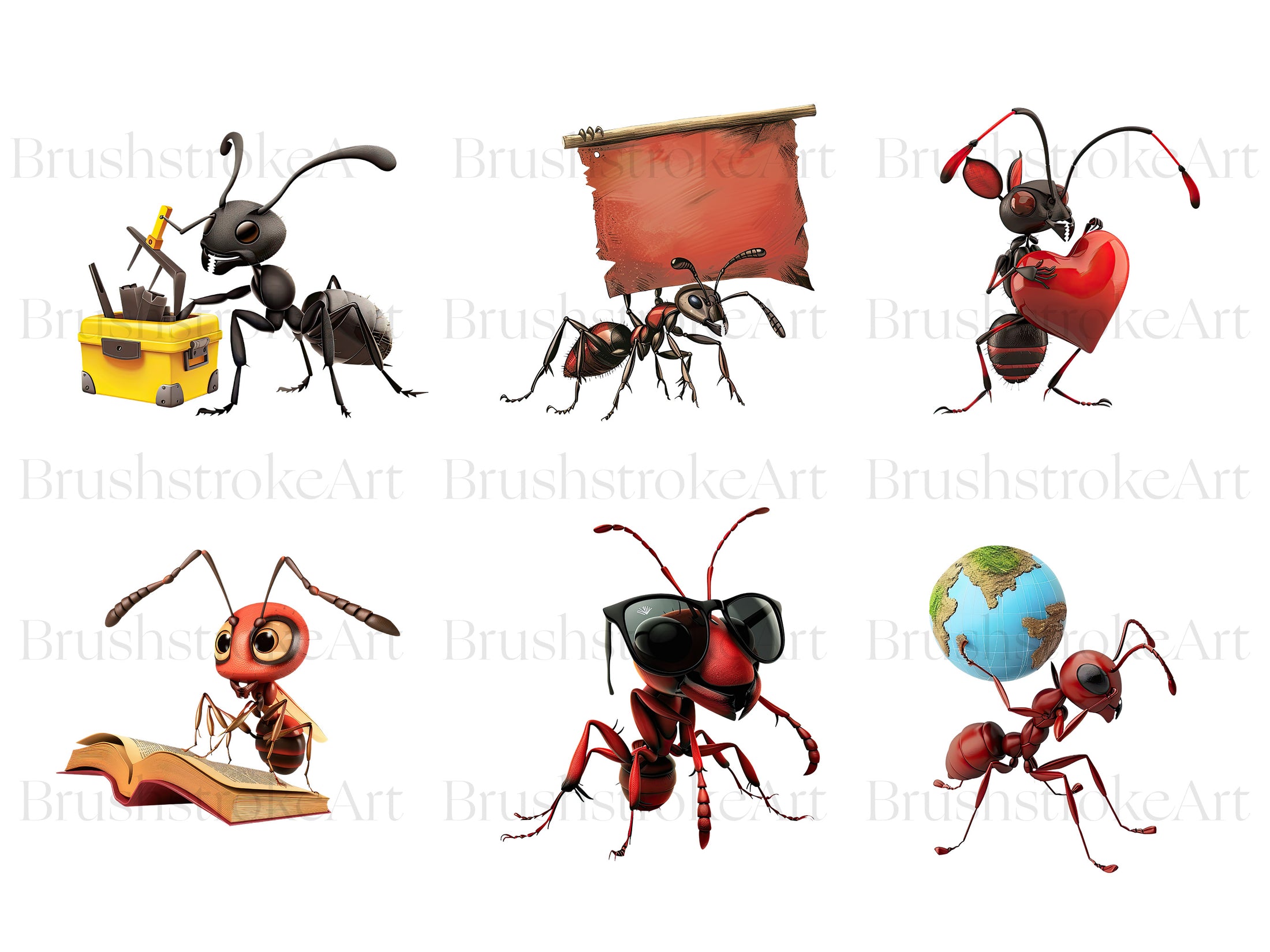 Watercolor Ants Clipart, Cute Ants Cartoon, Ant PNG, Black Ants ...