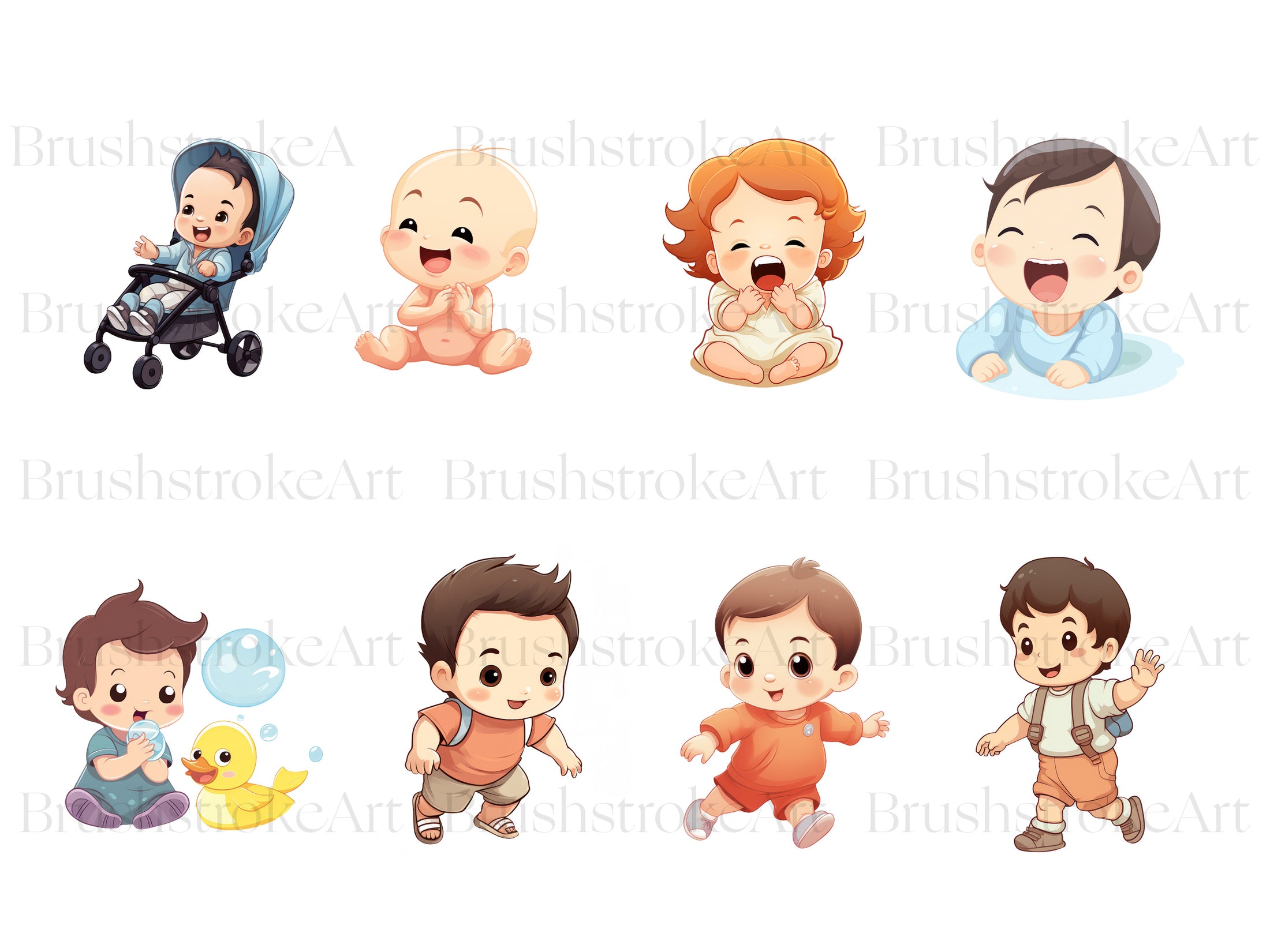 Kawaii Baby Clipart, Cute Babies, Funny, Baby Girl Clipart – Clipartset
