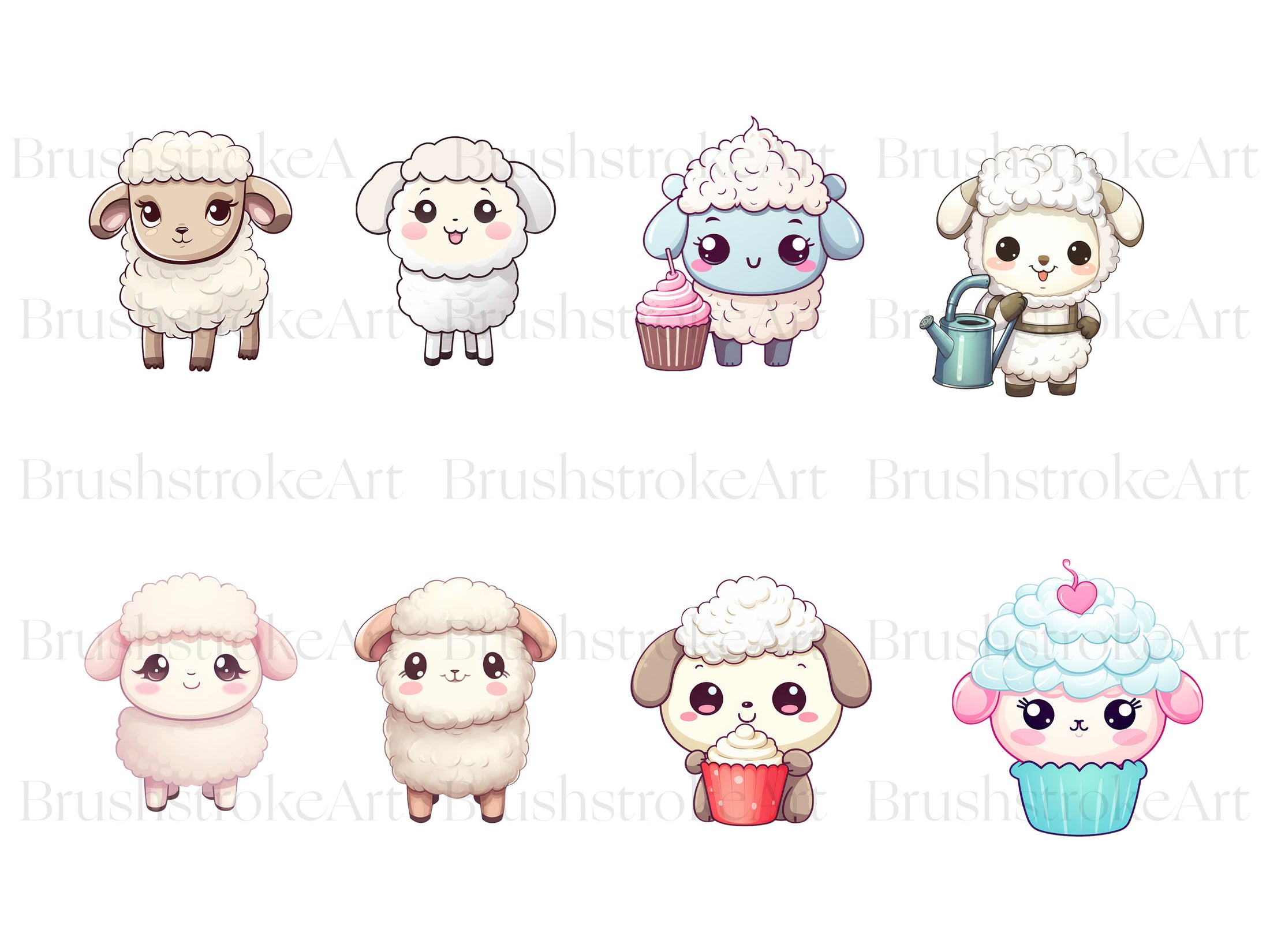 Cute Sheep Clipart, Baby Sheep, Fluffy Sheep, Cute Lamb PNG – Clipartset