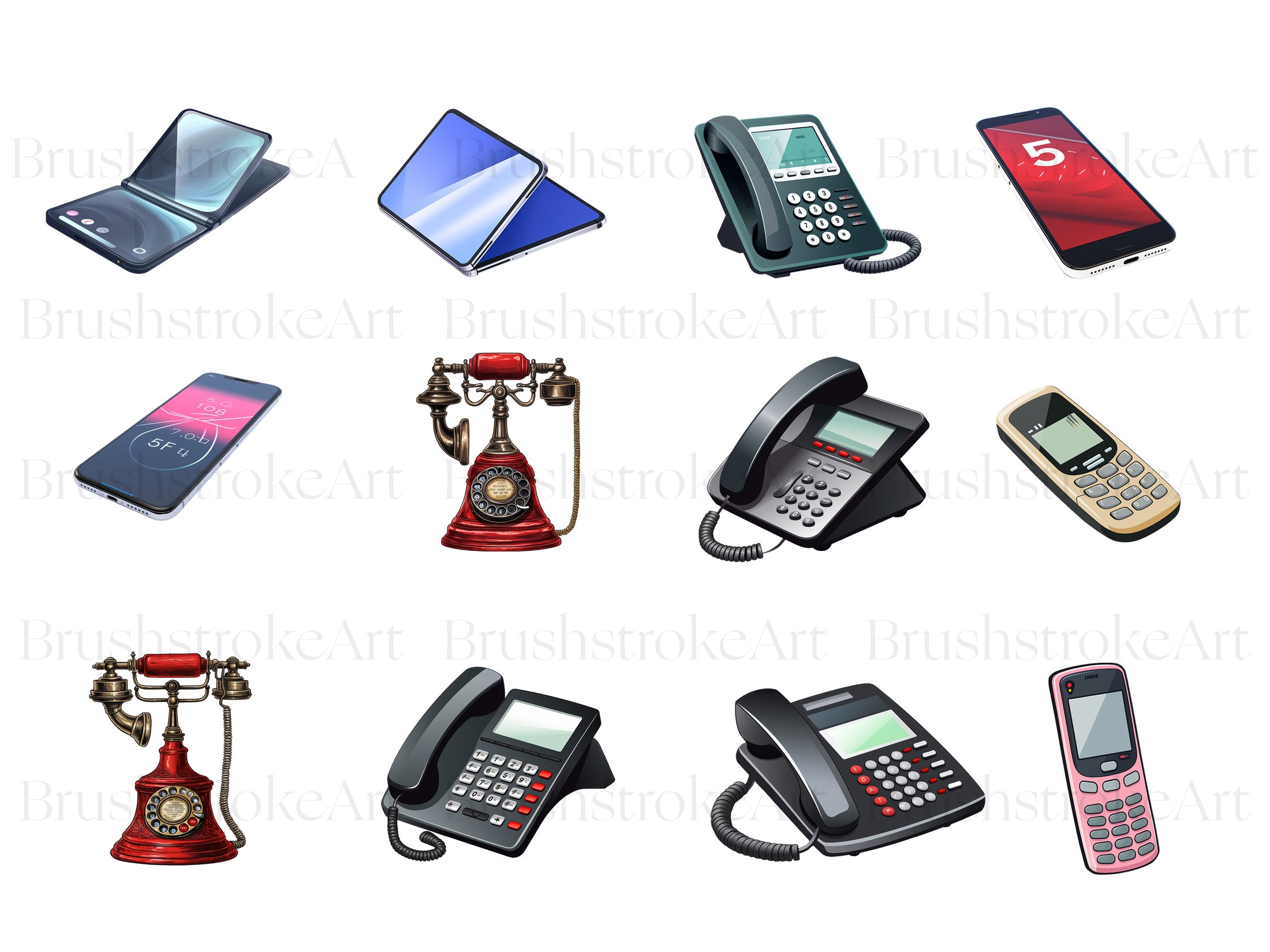 Watercolor Phone Clipart, Mobile, Cell Phone PNG, Telephone – Clipartset