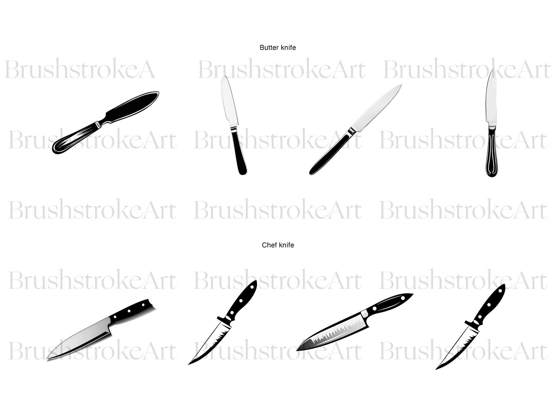 Knife Silhouette Clipart, Kitchen Utensils, Chefs Knife PNG – Clipartset