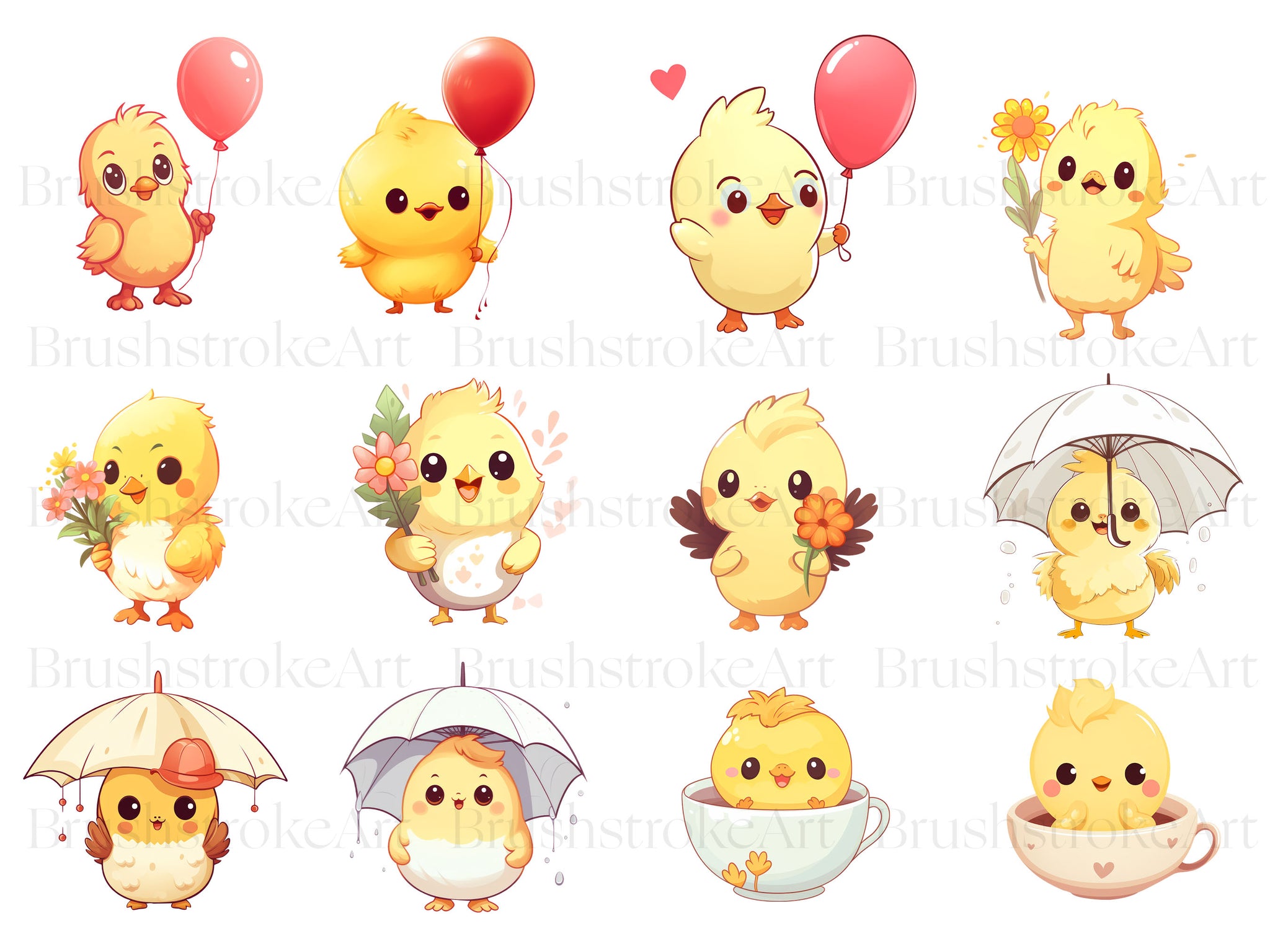 Cute Chicken Clipart, Baby Chicken Hatching, Kawaii Chicken – Clipartset