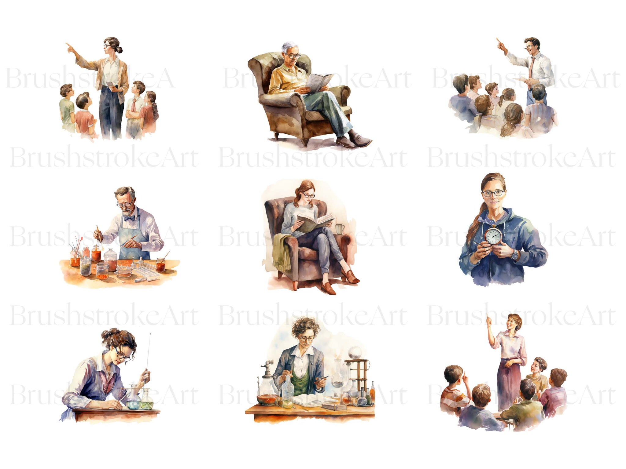 Watercolor Teacher Clipart, Study Clipart, Teachers Day PNG – Clipartset