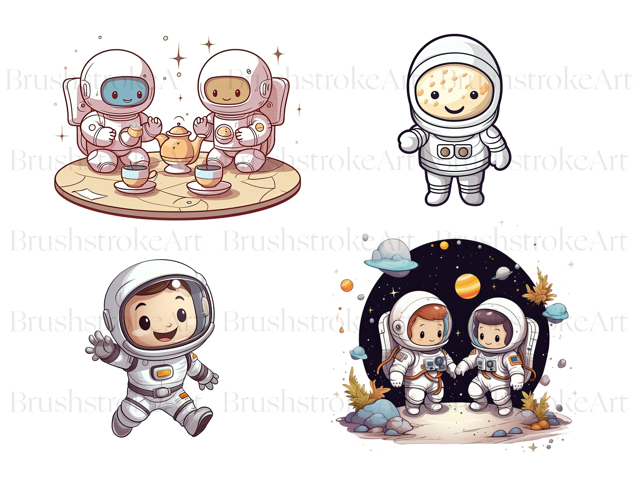 28 Cute Astronauts Clipart, Boy Astronaut, Outer Space Watercolor ...