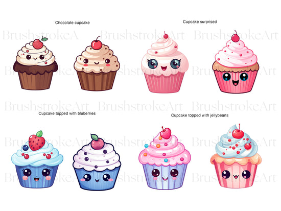 Cute Cupcake Clipart, Strawberry Cupcake PNG, Dessert Menu – Clipartset