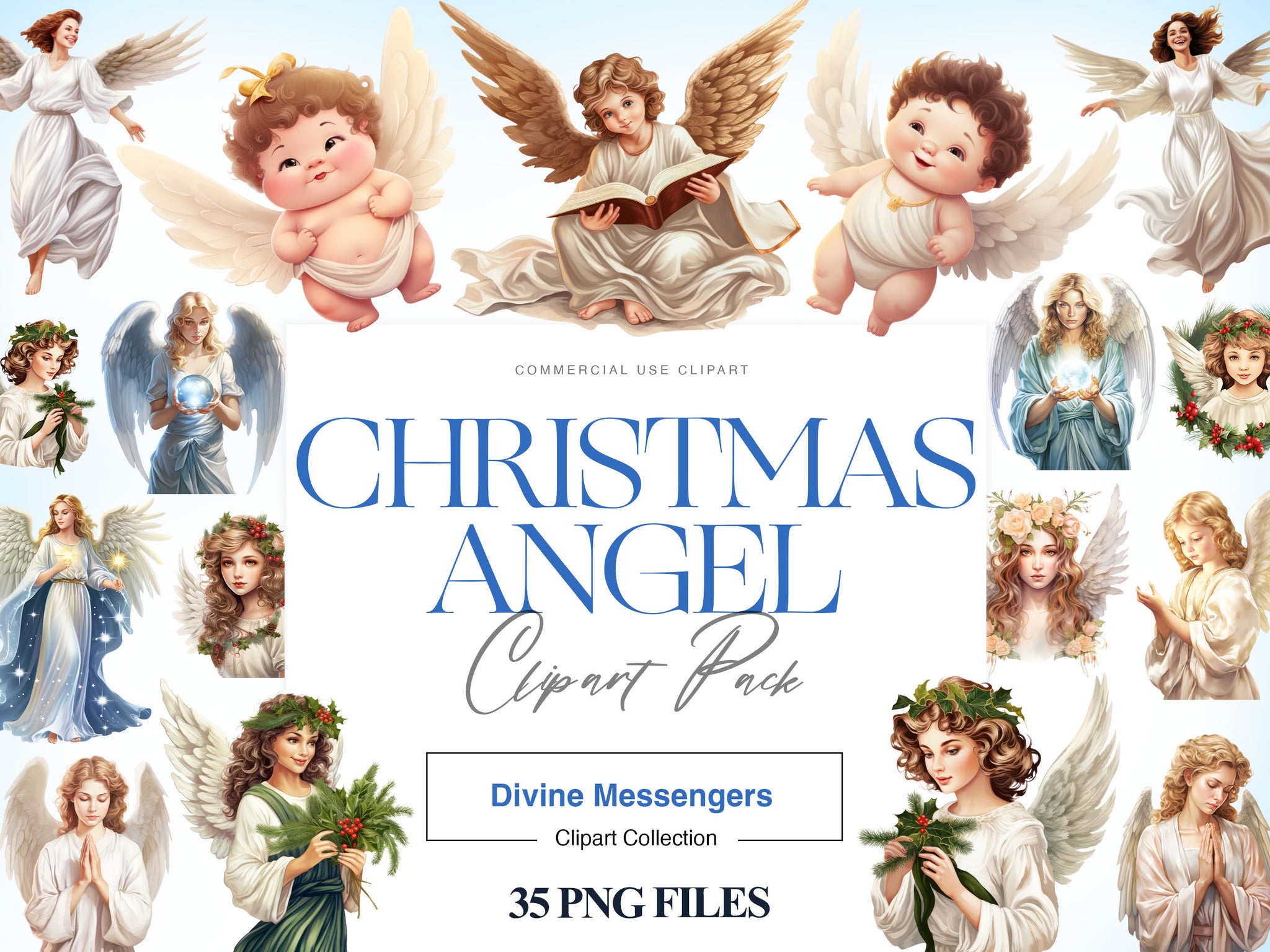 Christmas Angel Clipart, Baby Angel PNG, Cute Angel Clipart – Clipartset