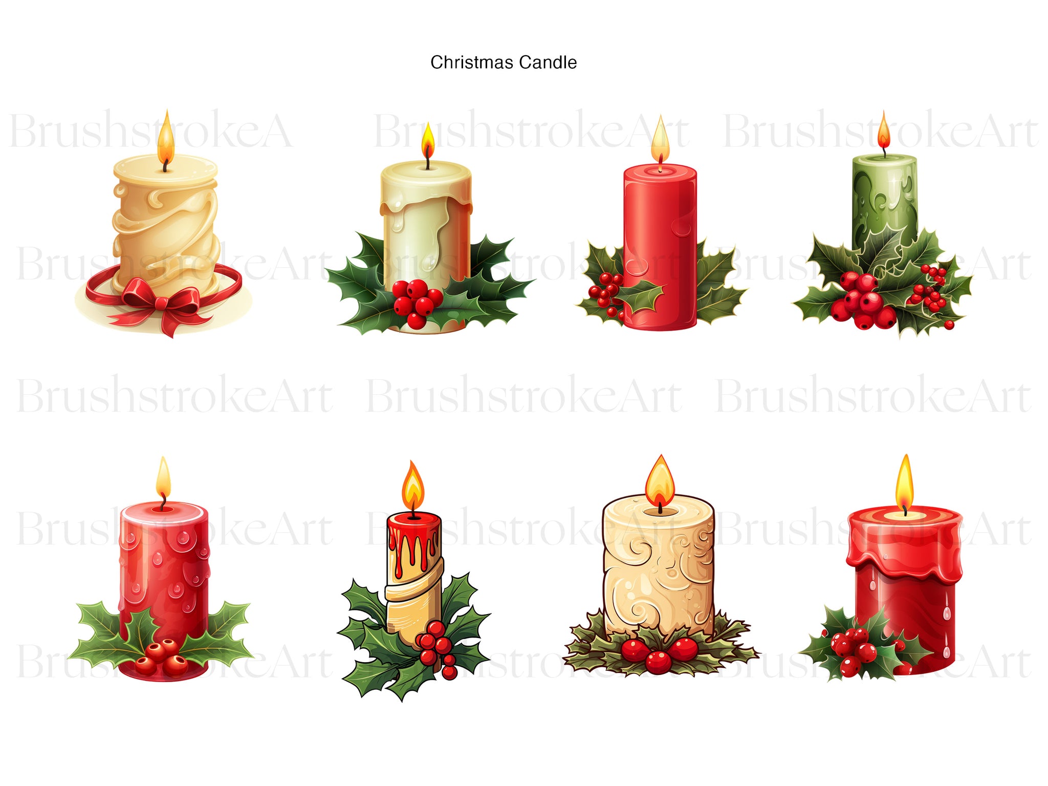 Candle Illustration Clipart, Floral Candle, Christmas PNG – Clipartset