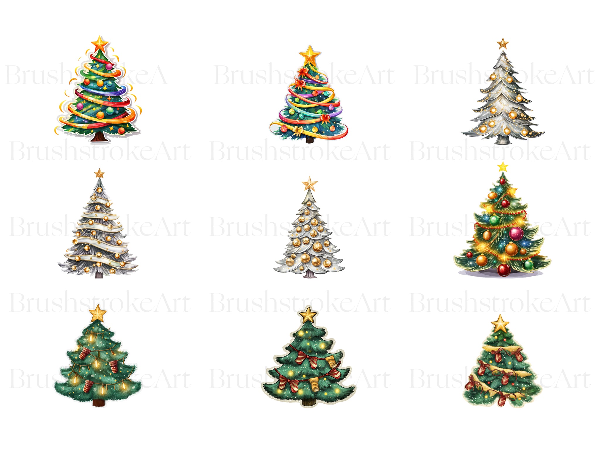Christmas Tree Clipart, Pine Tree PNG, Christmas Stickers – Clipartset