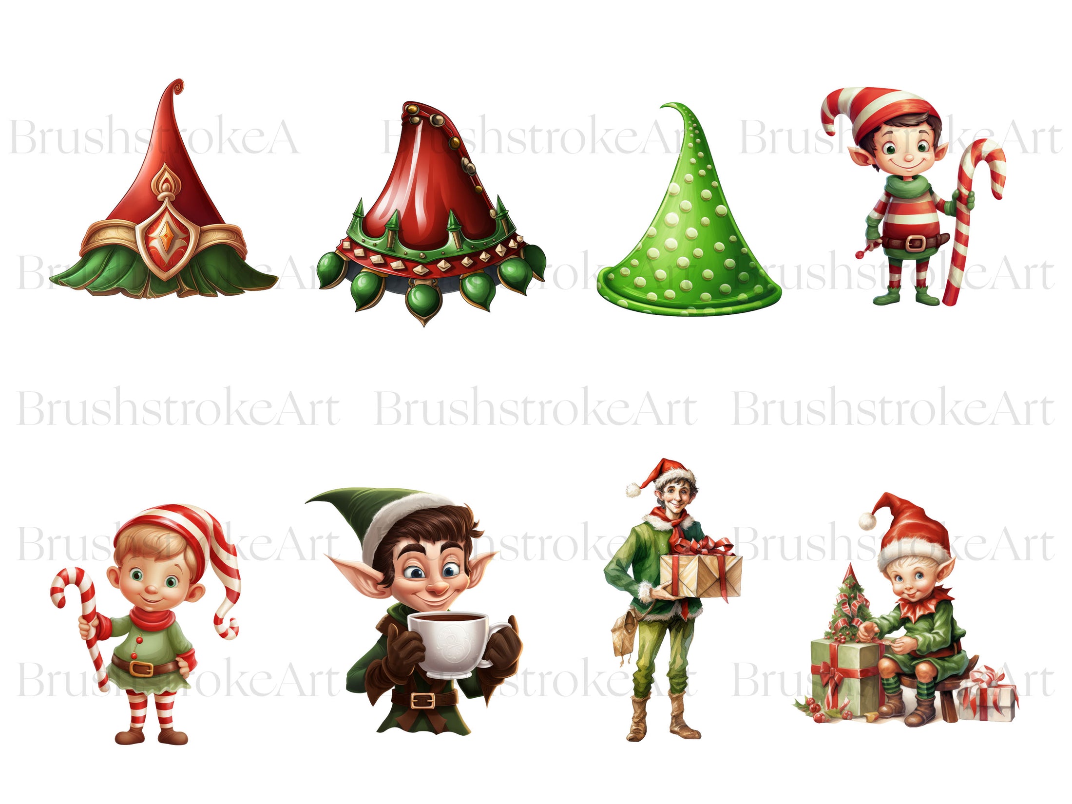 Cute Elf Clipart, Christmas Elves Clip Art, Christmas Gifts – Clipartset