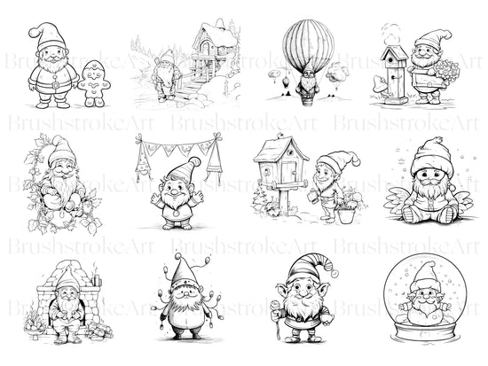 46 Christmas Gnomes Clipart, Wreath, Festive Gnome Illustration, Chris ...