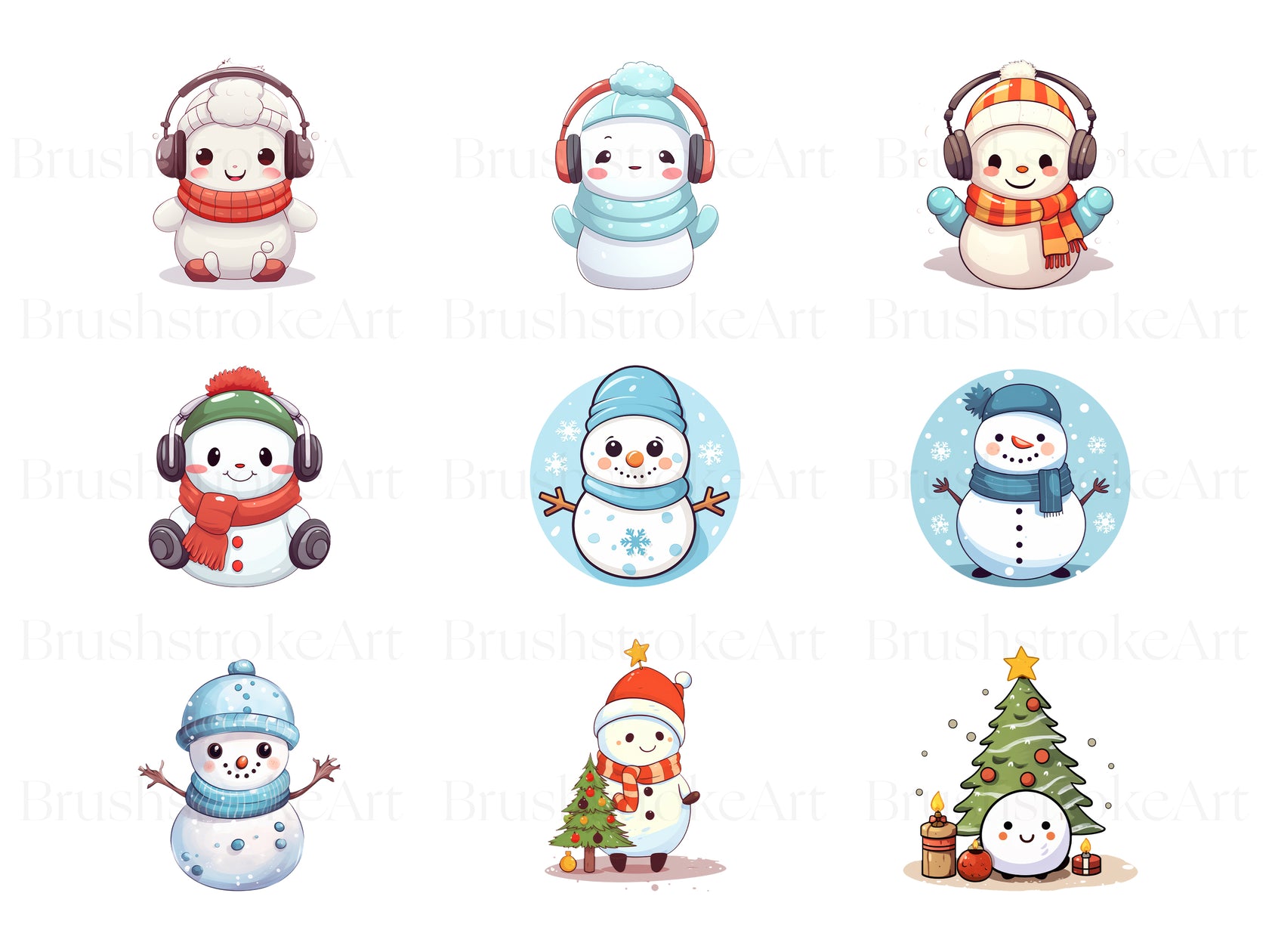 Kawaii Snowman Clipart, Christmas Snowman PNG, Cute Snowman – Clipartset