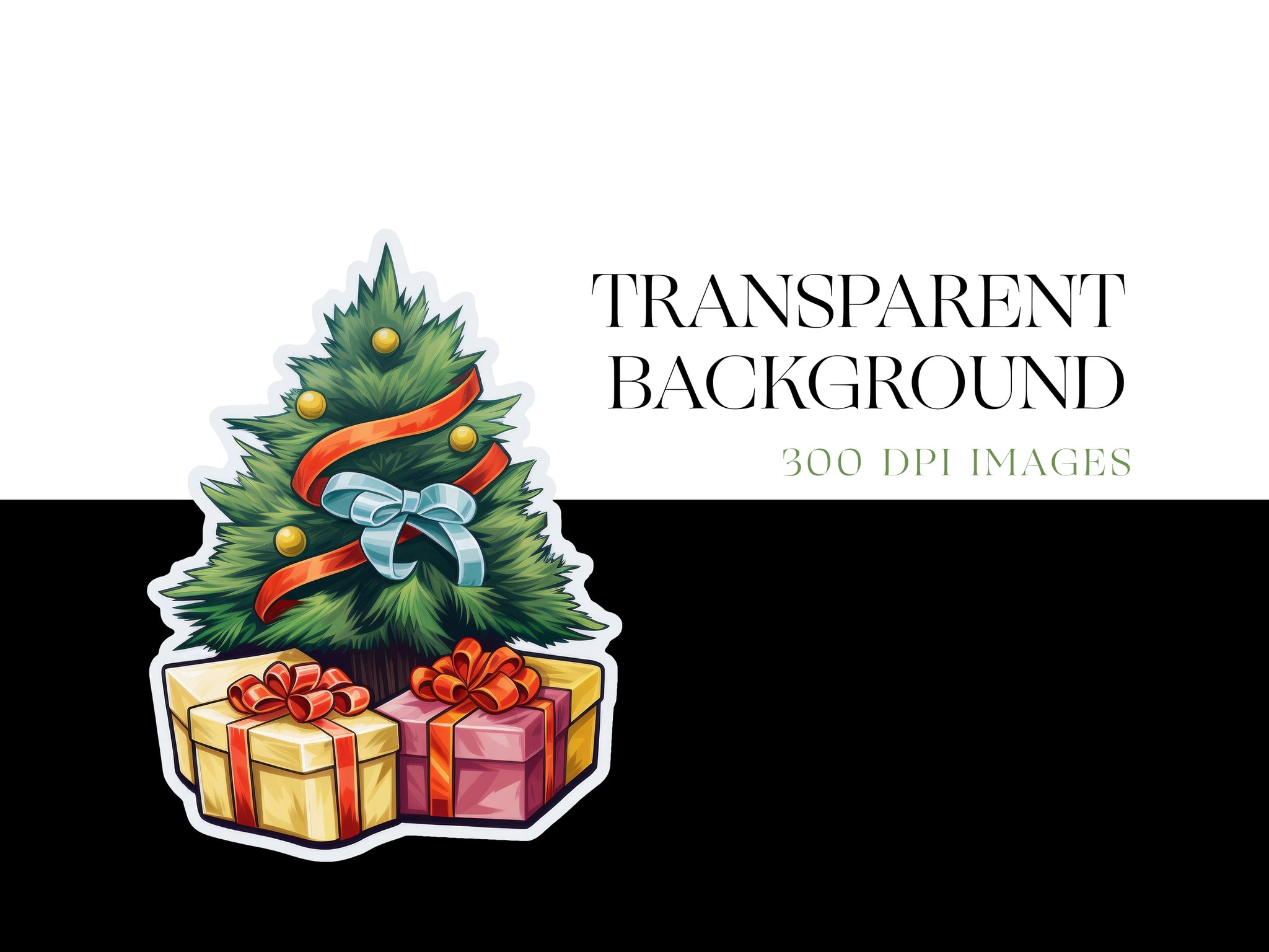 Christmas Tree Clipart, Pine Tree PNG, Christmas Stickers – Clipartset