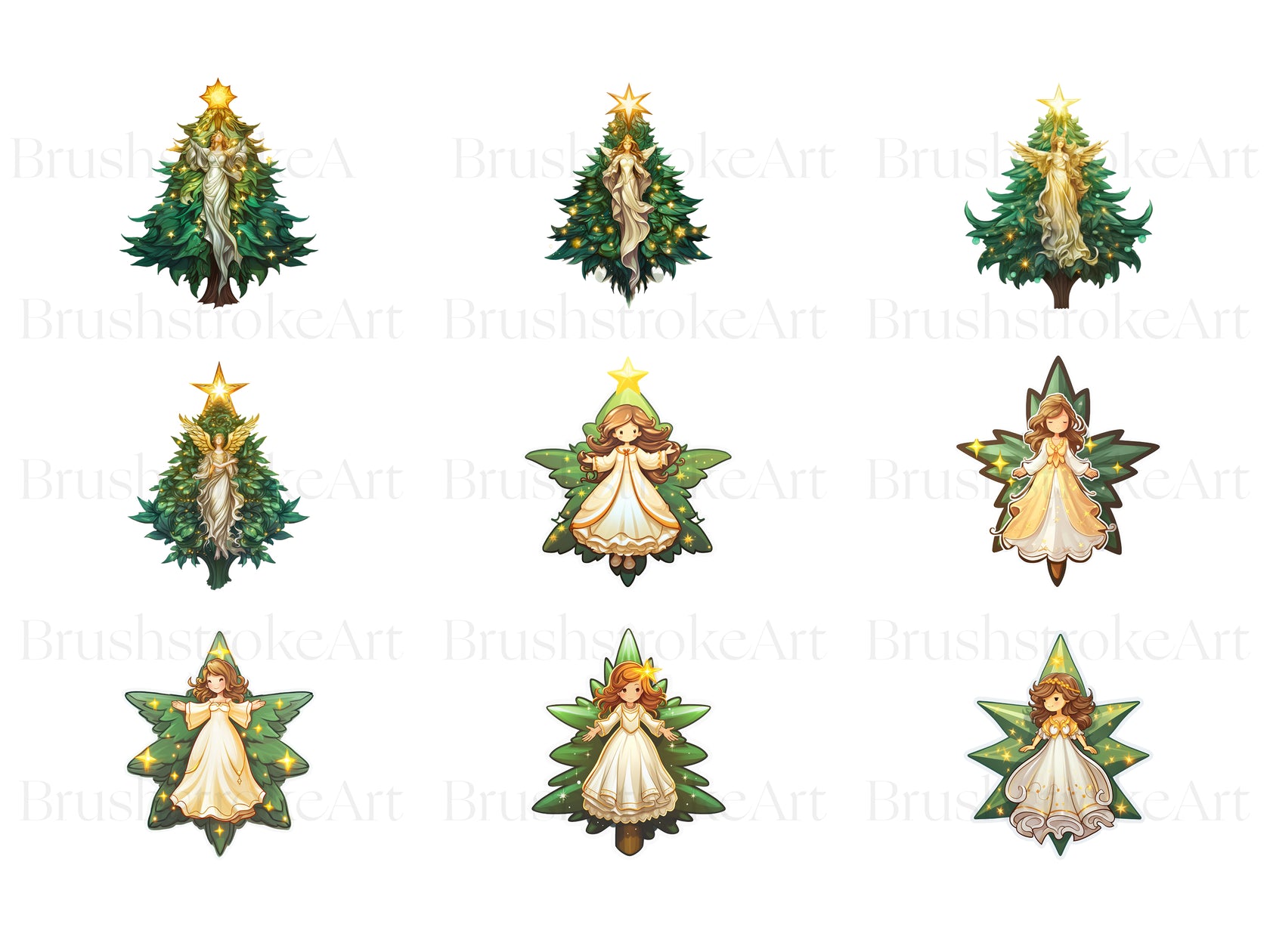 Christmas Tree Clipart, Pine Tree PNG, Christmas Stickers – Clipartset