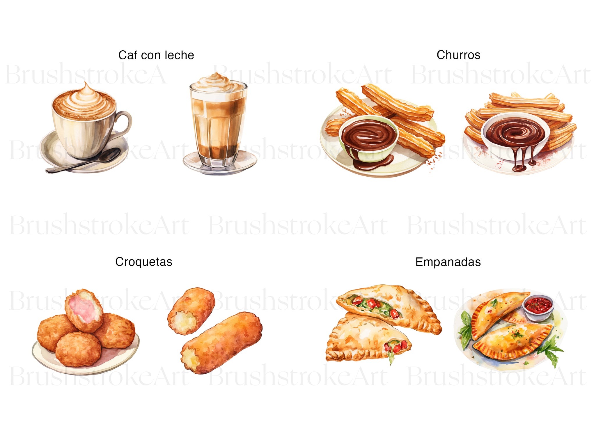Spanish Food Clipart, Spanish Cuisine, Flan, Food Graphics – Clipartset