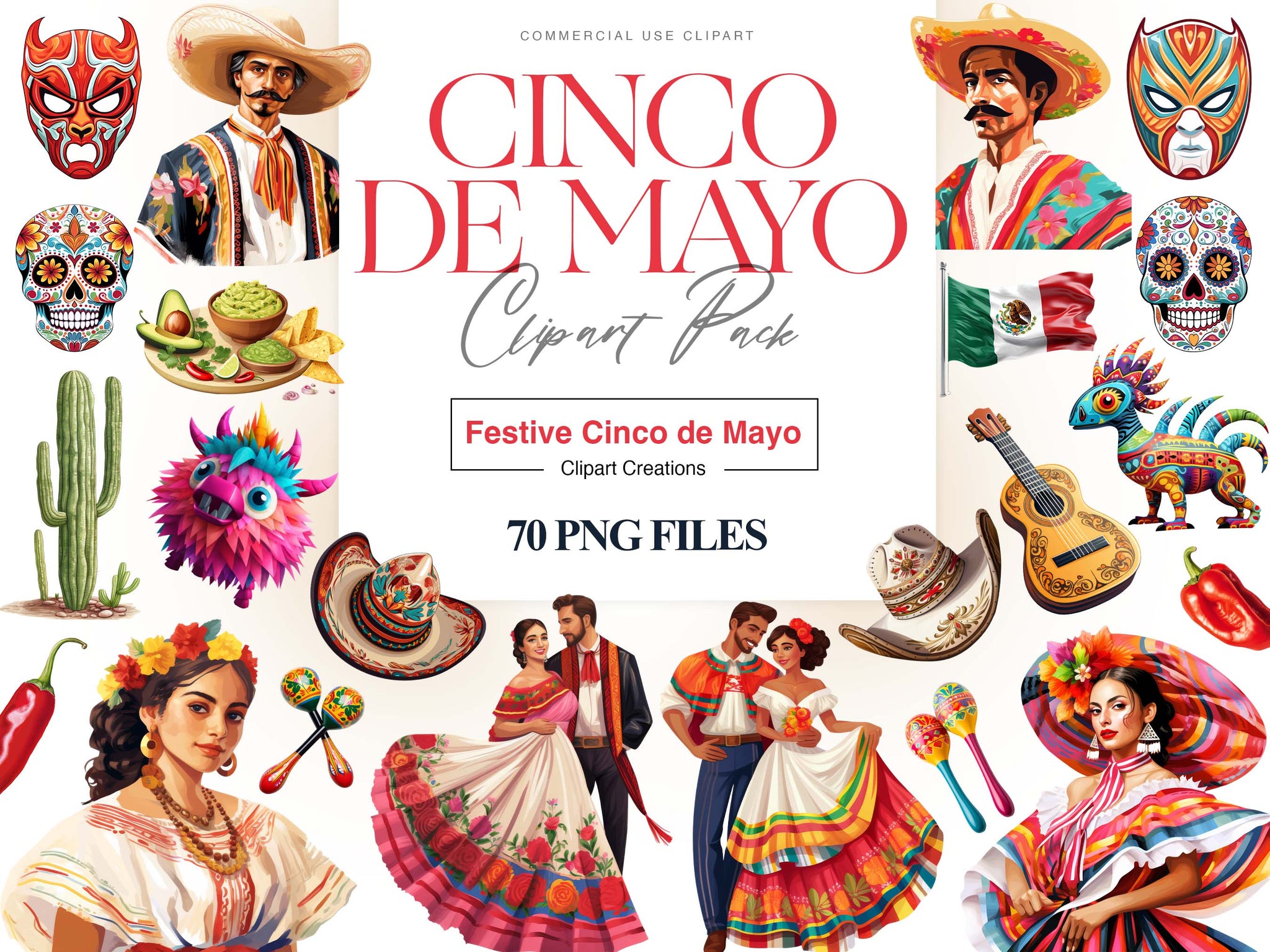 Cinco De Mayo Clipart, Fiesta, Calavera Clipart, Festival – Clipartset